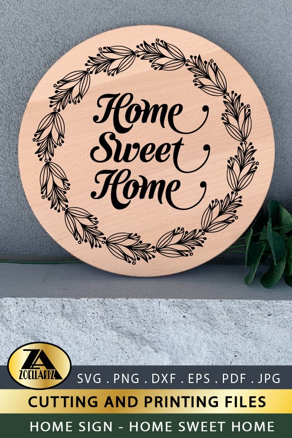 Home Sign SVG Home Round Sign SVG Farmhouse Wreath (1105489)