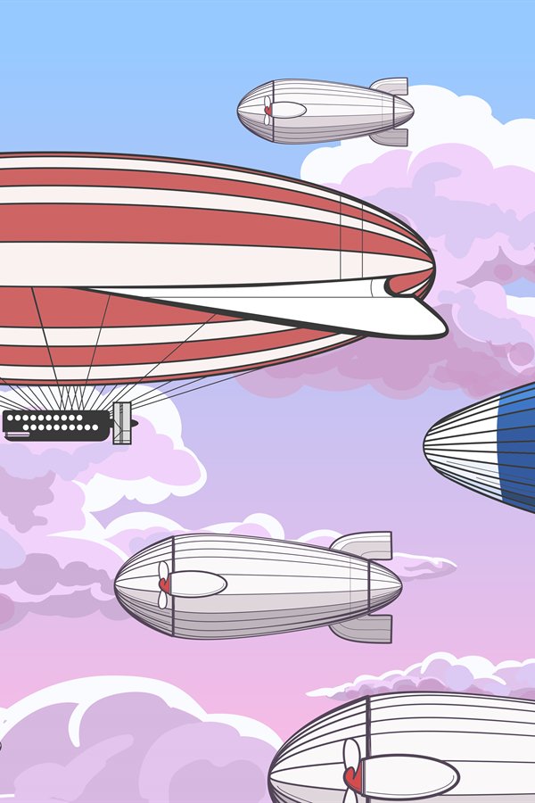 Vintage zeppelin horizontal seamless pattern