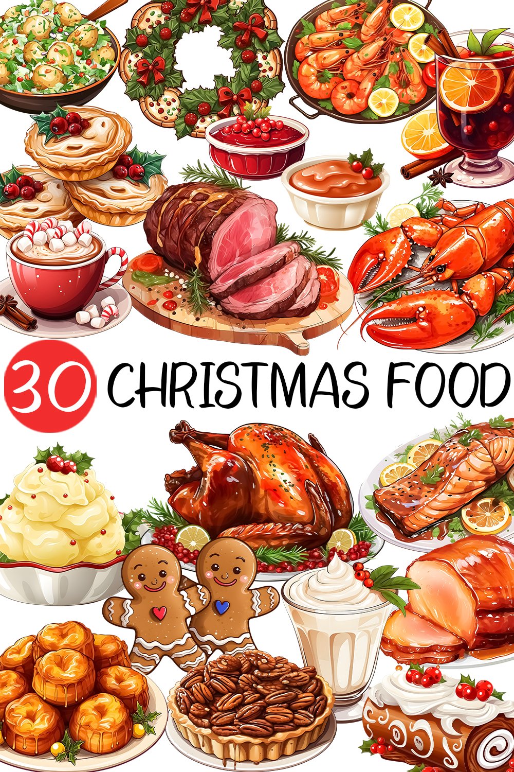 Christmas Food PNG | Dessert Clipart Turkey Roast Beef BBQ