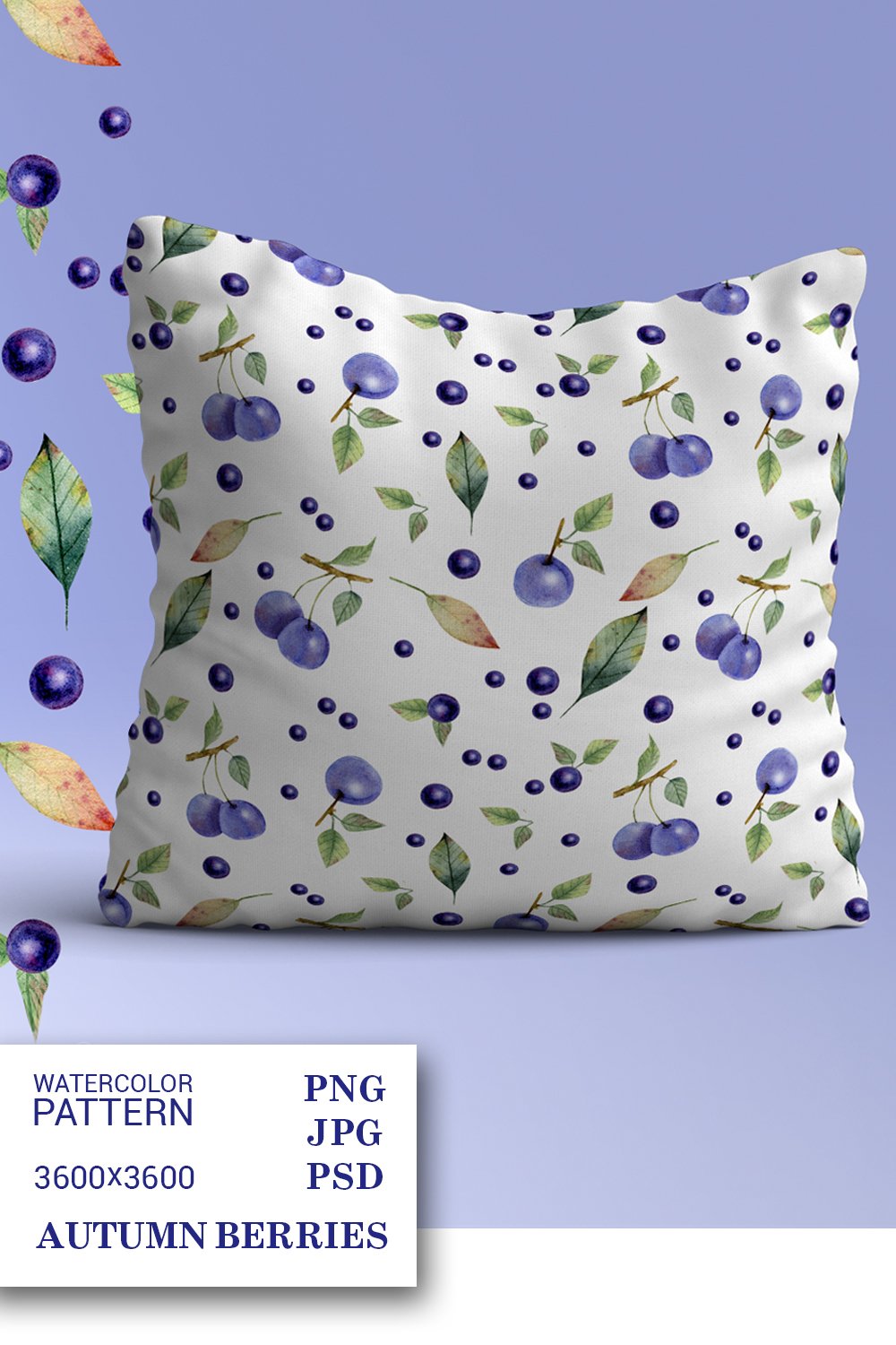 Autumn berries. Watercolor pattern. Digital paper (655142)