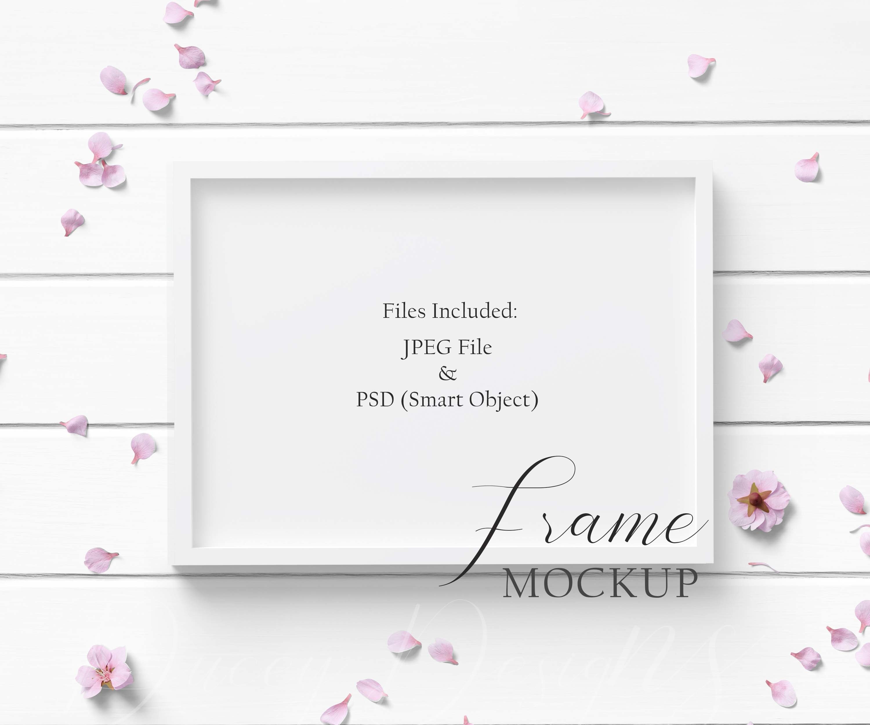 5x7 White Frame Mockup on white wood background. (515465)