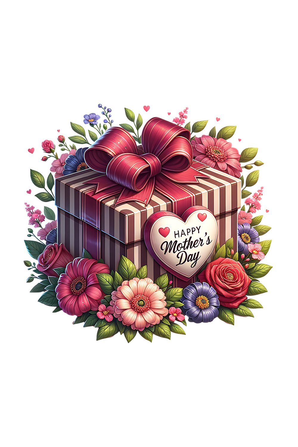 Mothers Day Gift Box with florals Clipart (3818421)