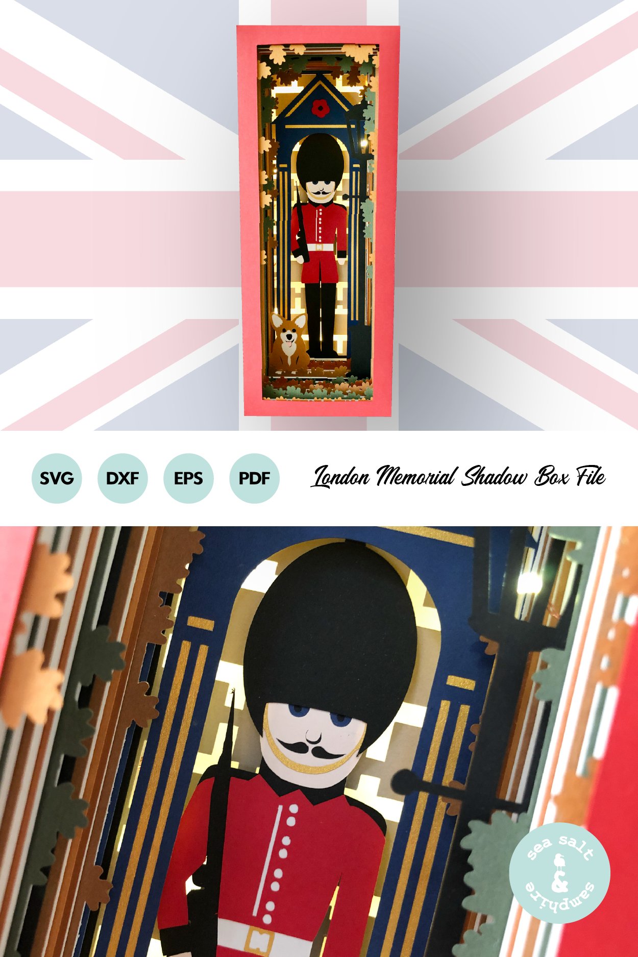 London King's Guard Memorial 3D Shadow Box SVG Book Nook