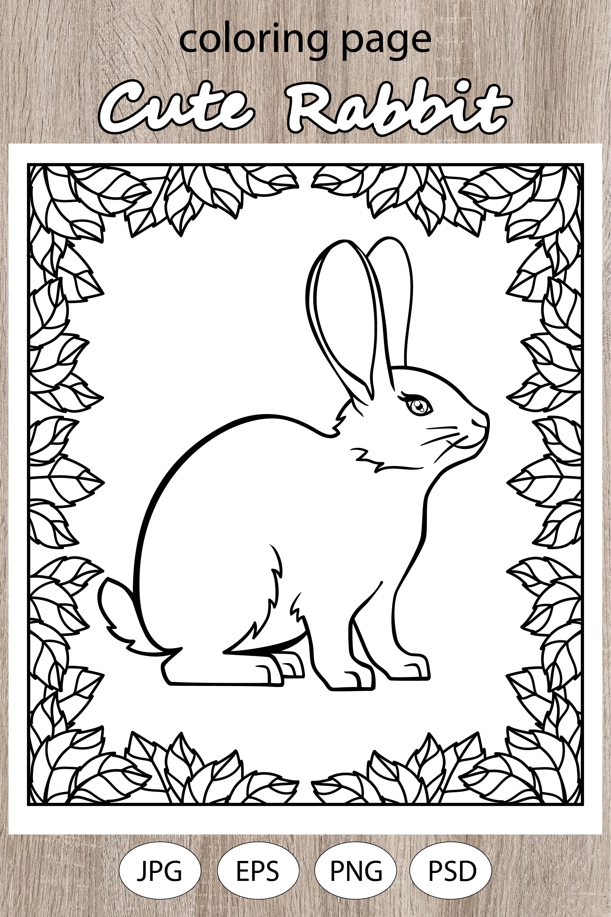 Cute Rabbit - coloring page for children