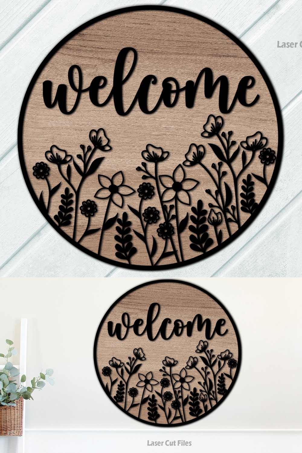 Floral Welcome Sign SVG Laser Cut Files | Summer Flower SVG