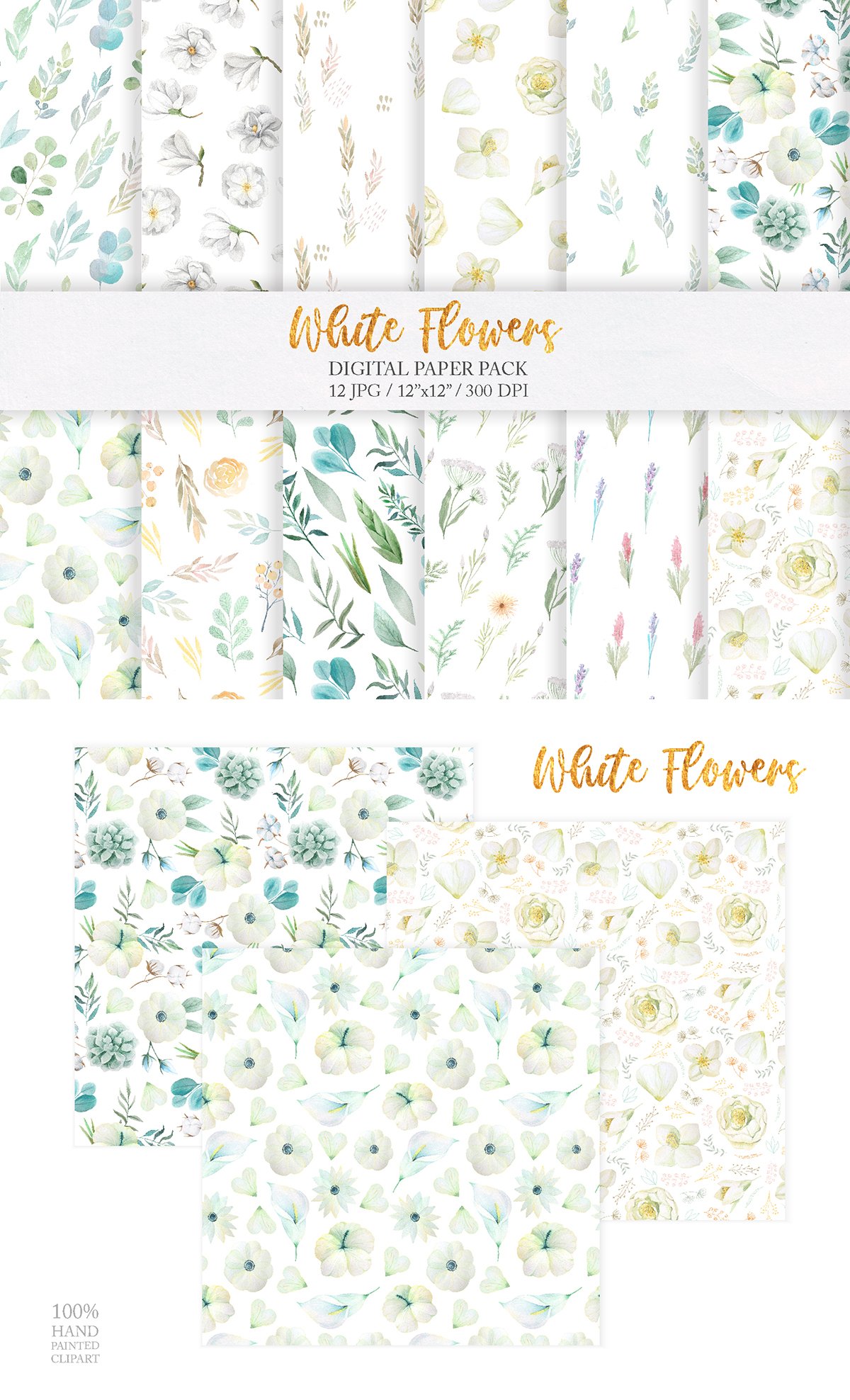 Watercolor Floral Digital Papers Pack (2591679)