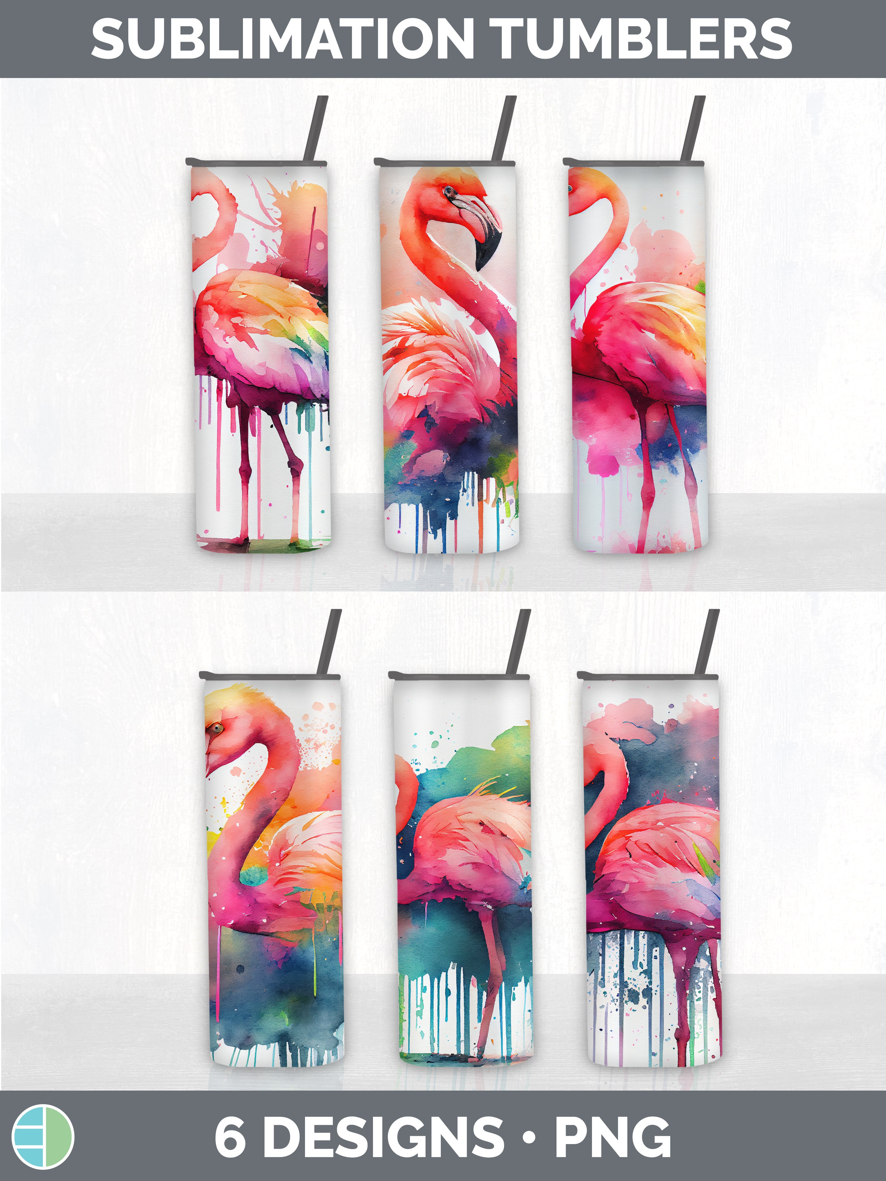 Rainbow Flamingo Tumbler Sublimation Bundle