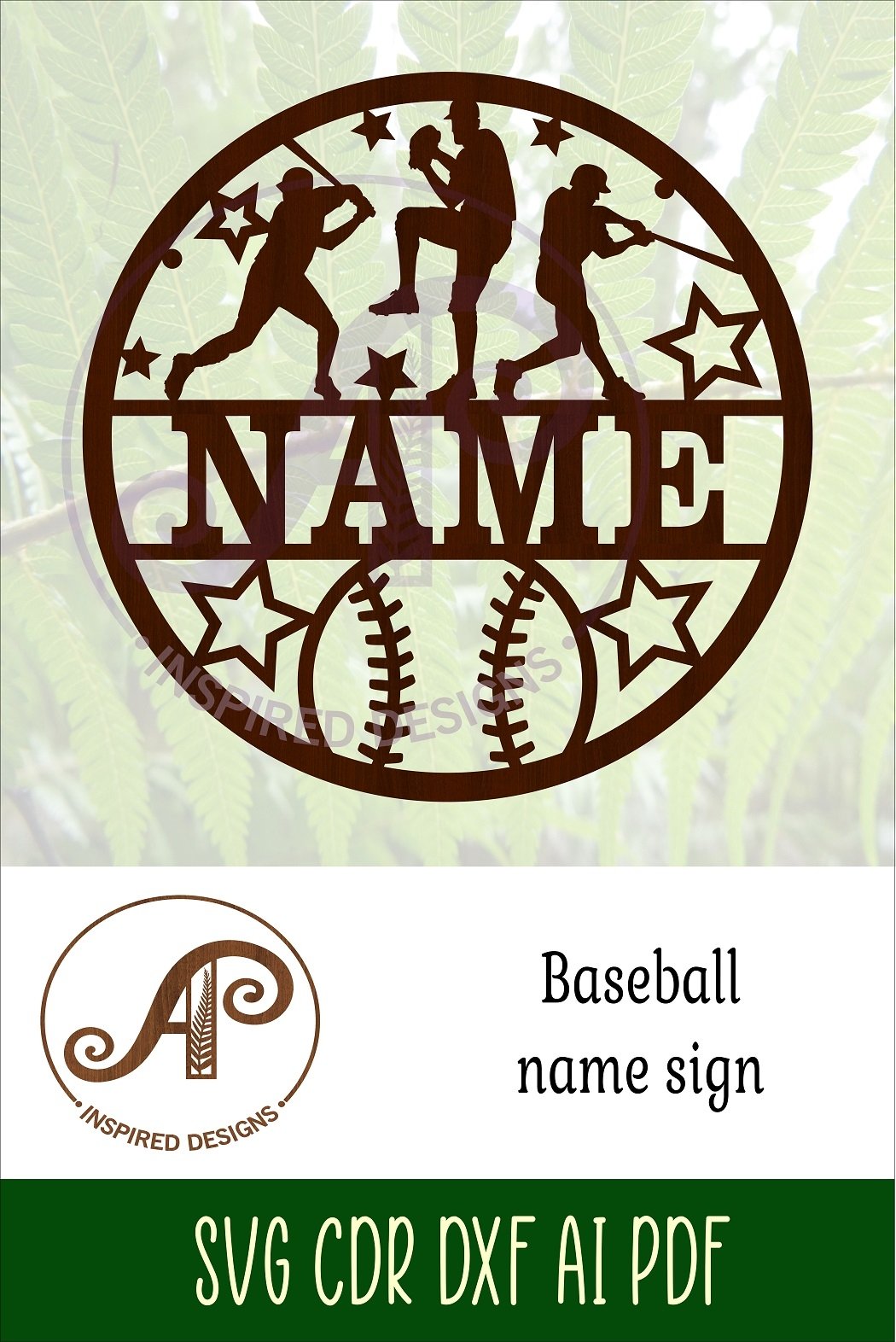 Baseball name sign svg laser cut template