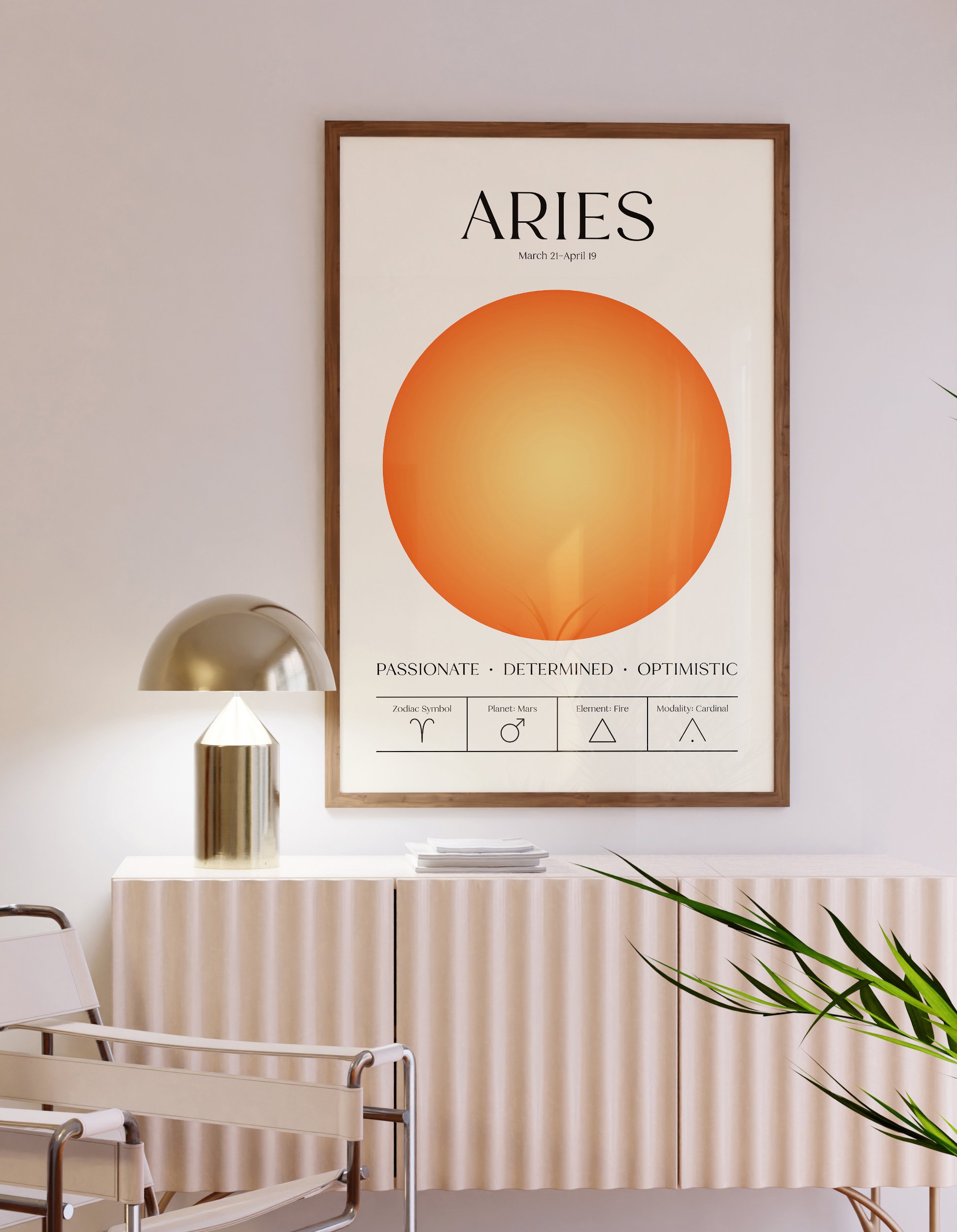 Aries printable poster, Zodiac wall art, Astrology print