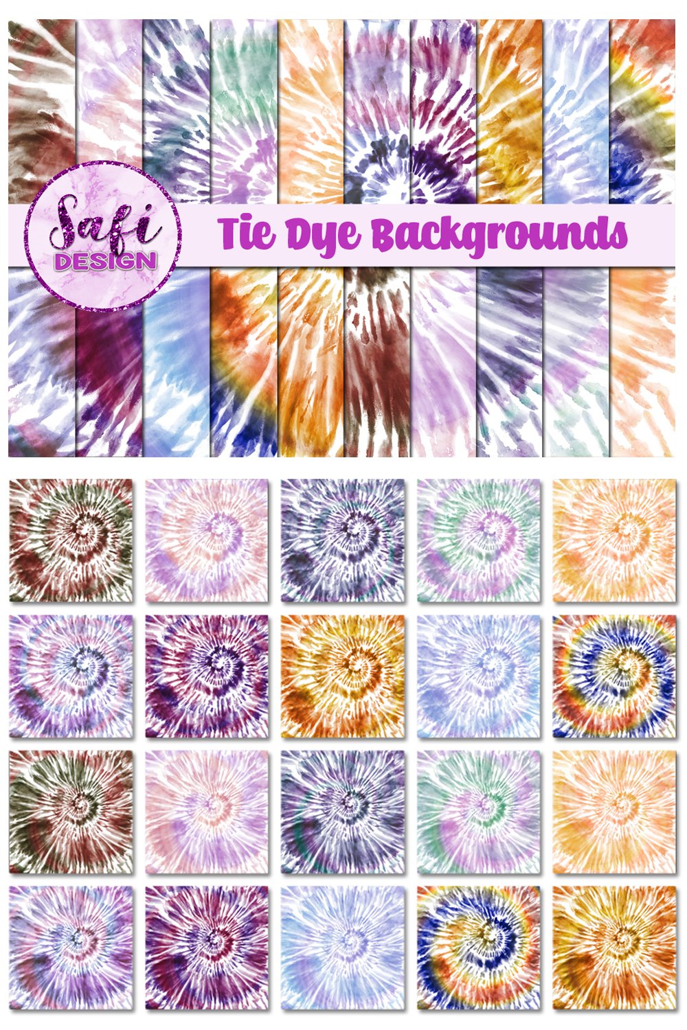 Tie Dye Digital Papers Backgrounds