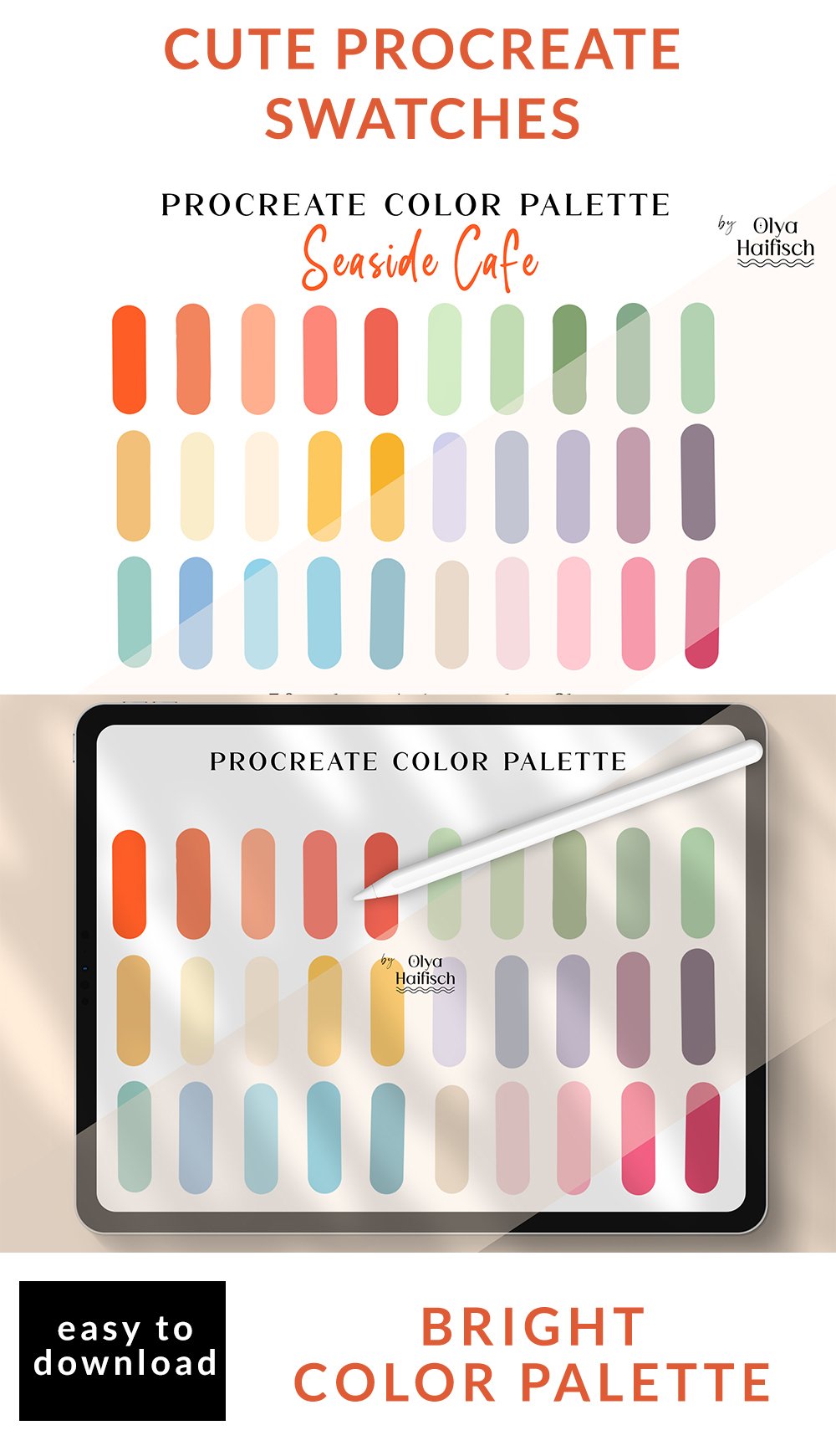 Bright Procreate Color Palette. Colorful Procreate Swatches