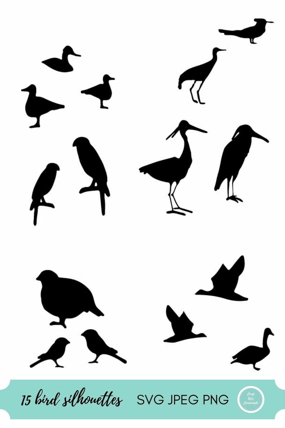 15 bird silhouettes cut file