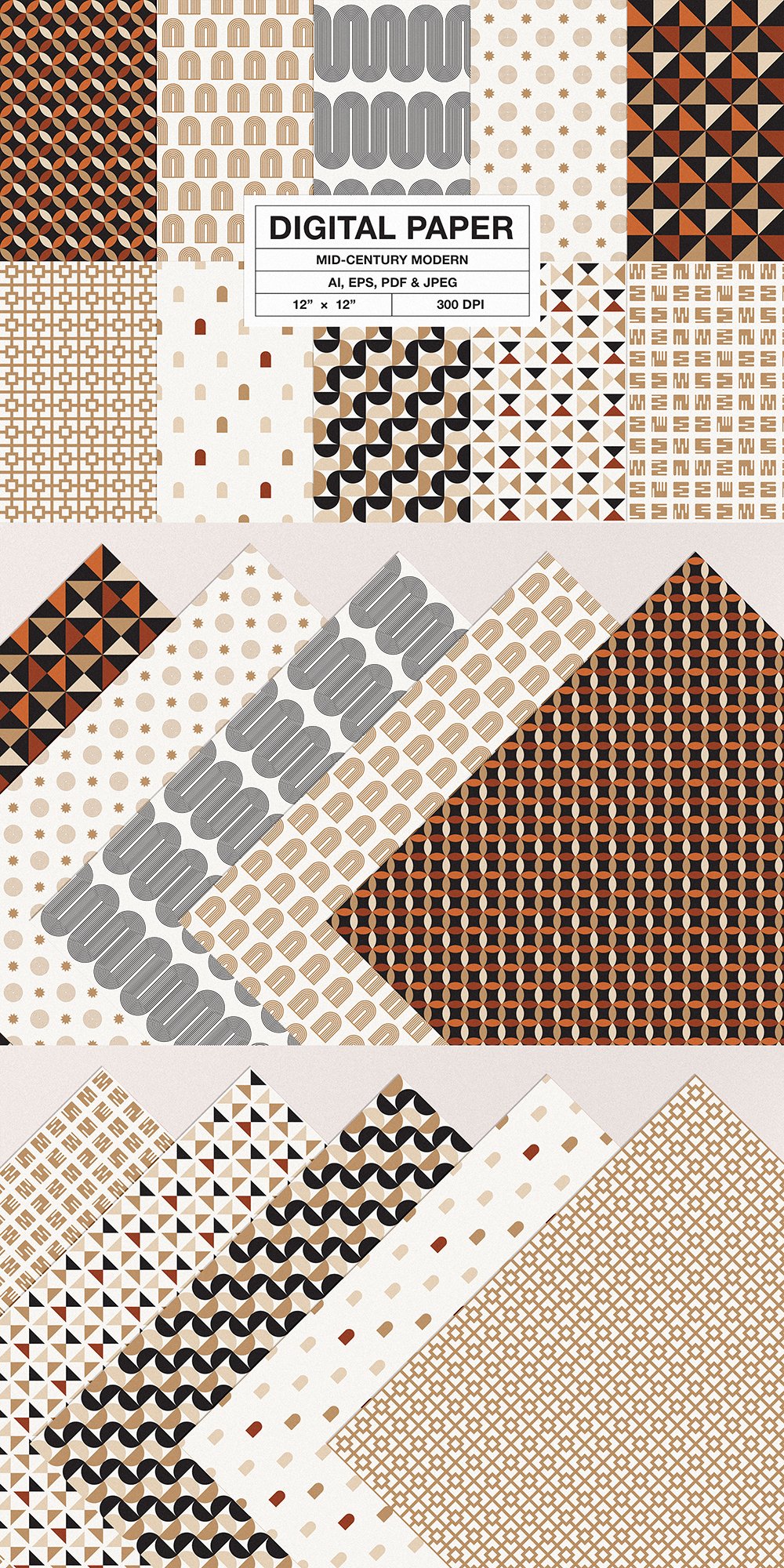 Mid-Century Modern Digital Paper | Retro (2275261)