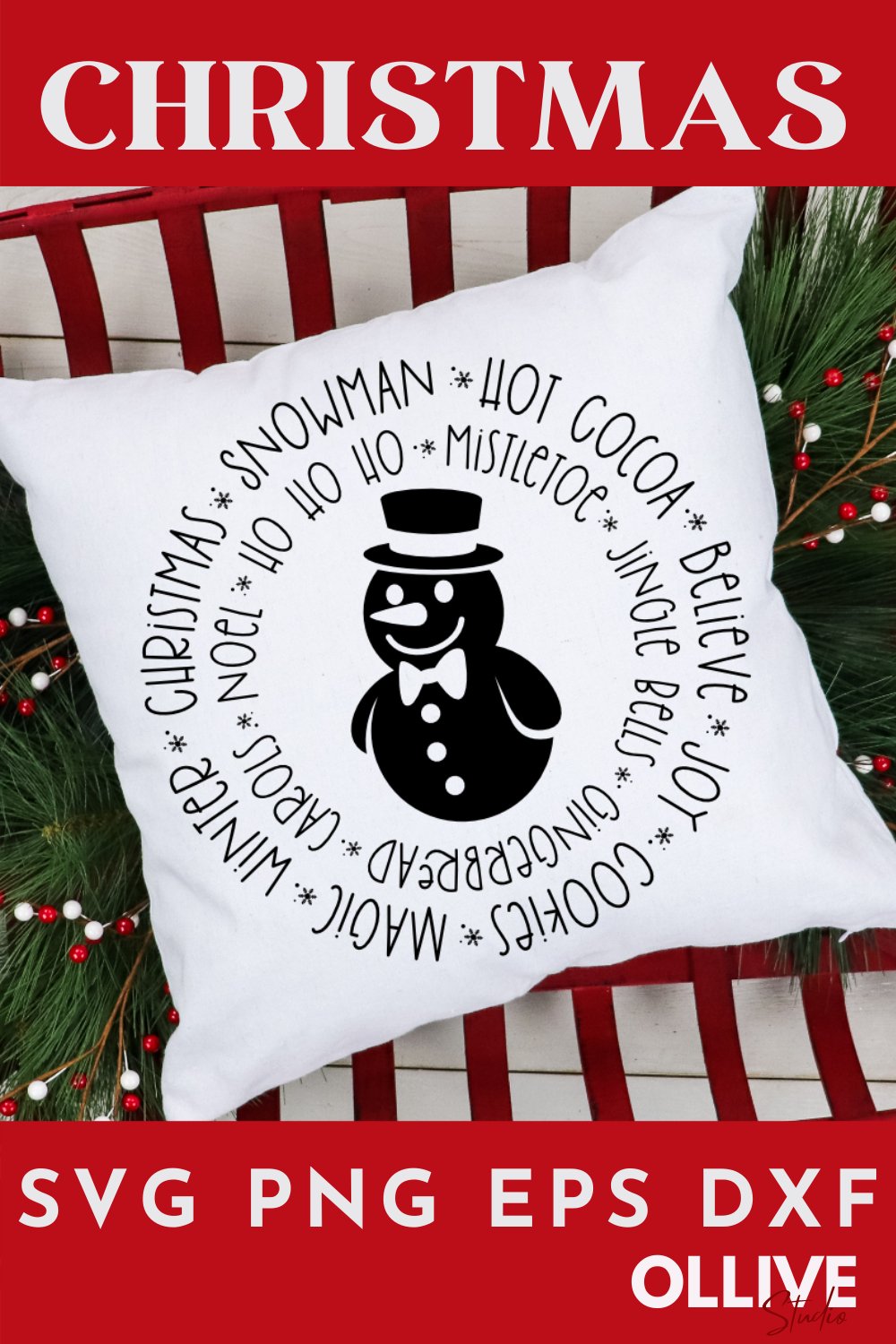 Christmas Snowman Round SVG | Christmas Sign SVG