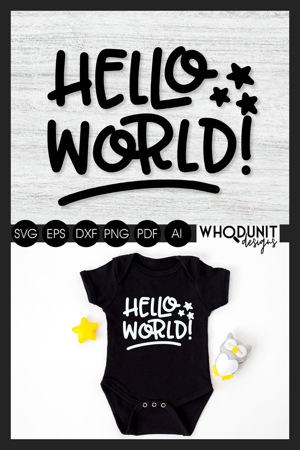 Hello World svg | Newborn cut file | Baby quote design