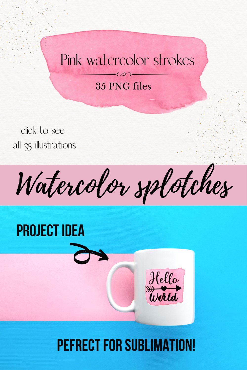 Light Pink Watercolor splash clipart, Pink watercolor brush