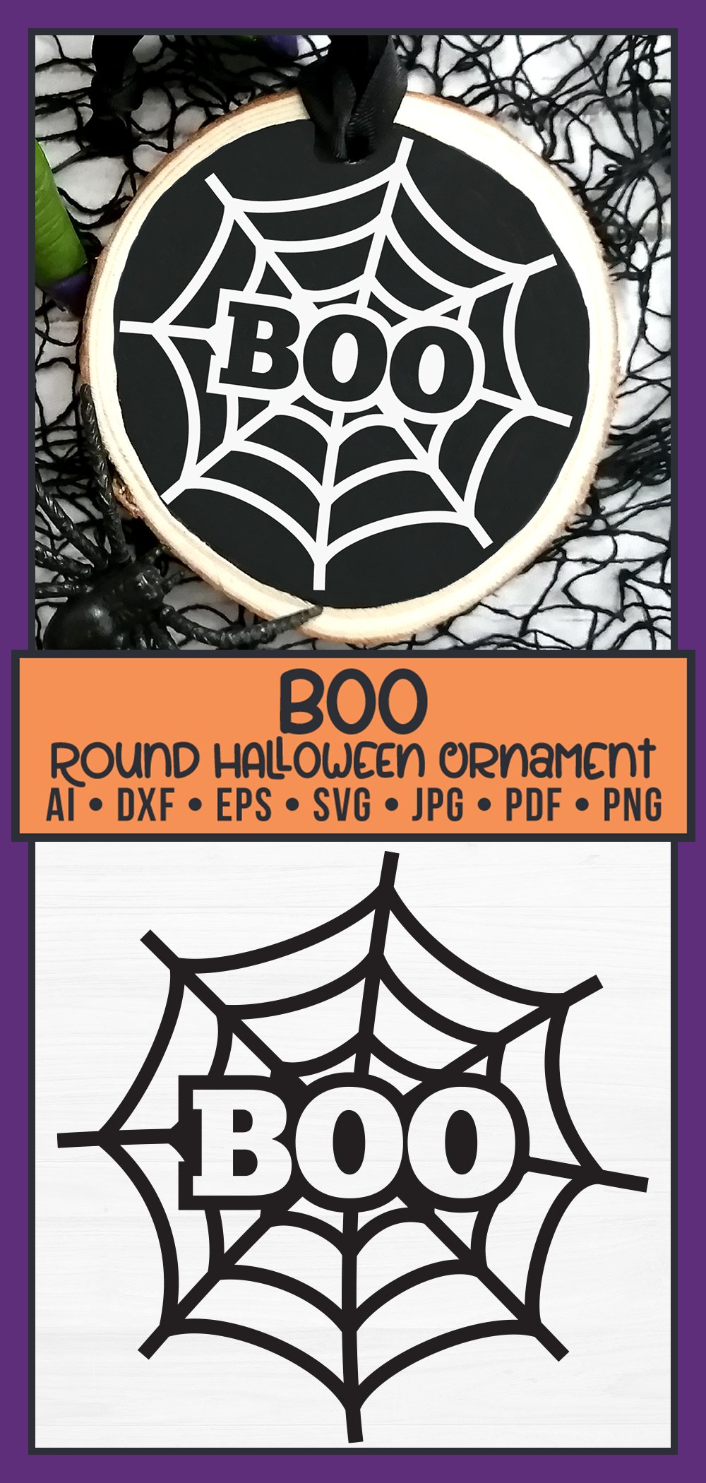 Boo Round Ornament SVG