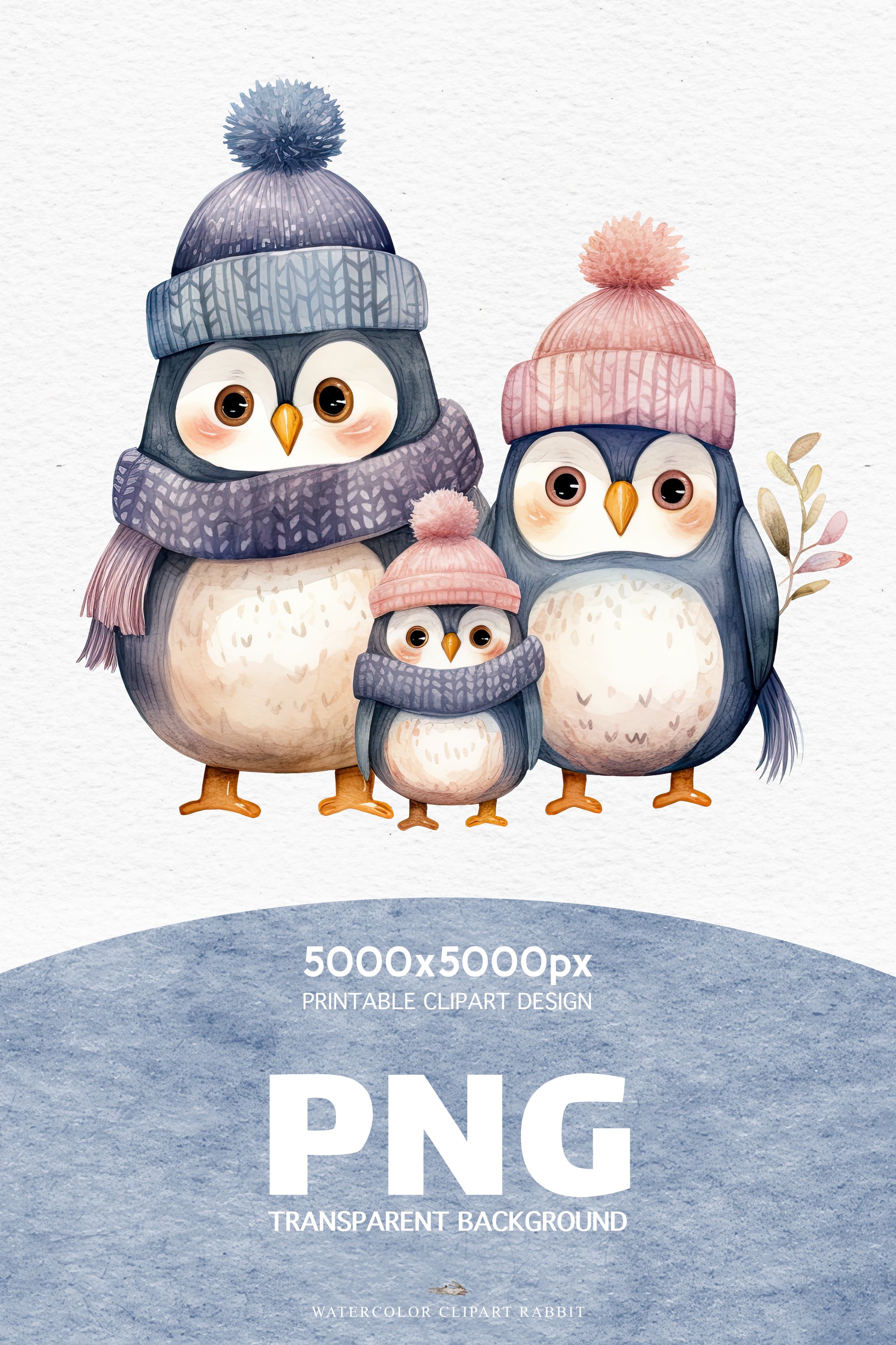 Cute Winter Baby Penguin Crochet Christmas Animals Clipart