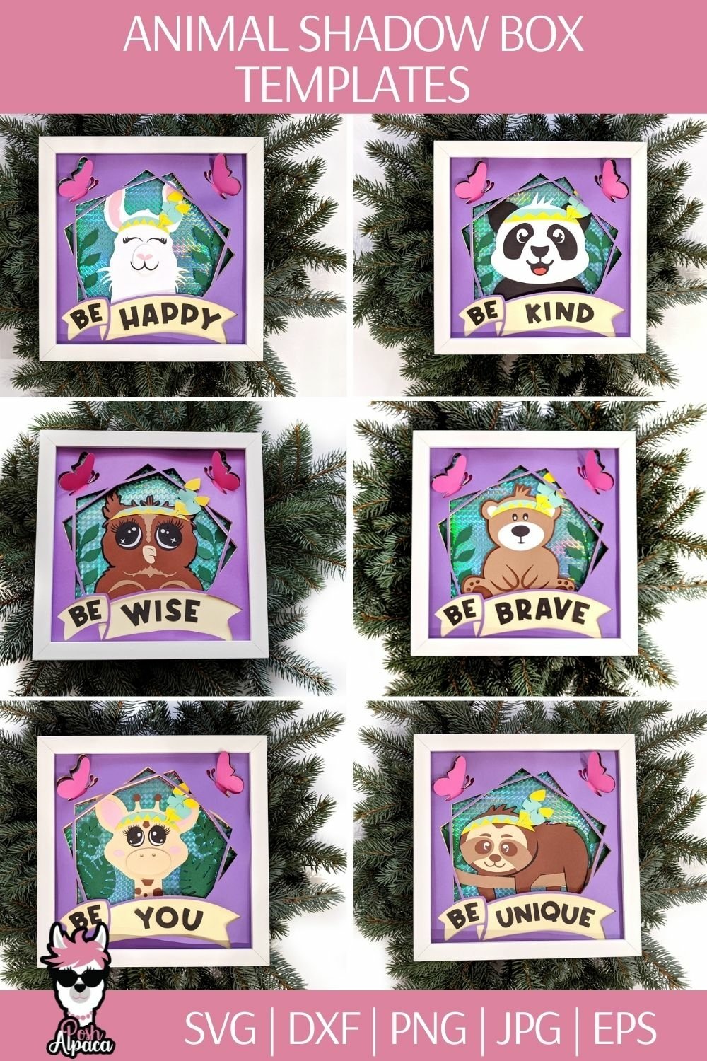 Cute animals layered papercut templates