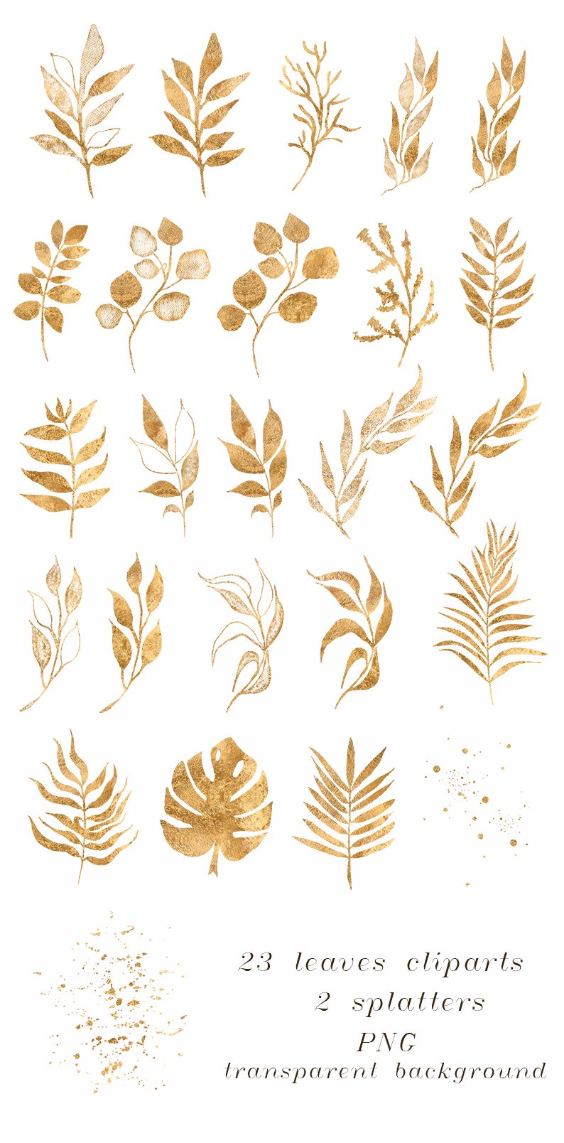Gold leaves clipart (1511709)