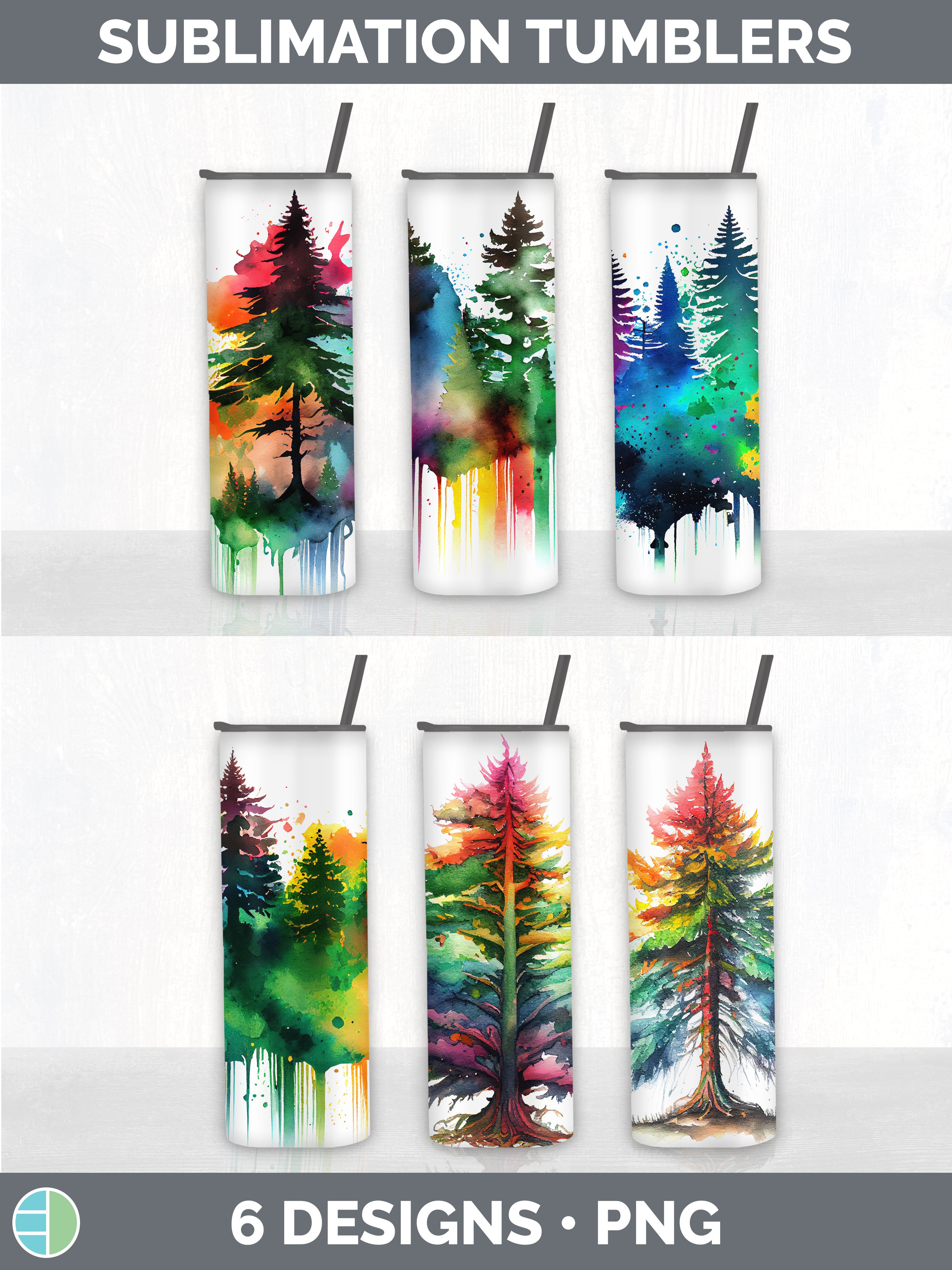 Rainbow Fir Trees Tumbler | Sublimation 20 oz Skinny Tumbler