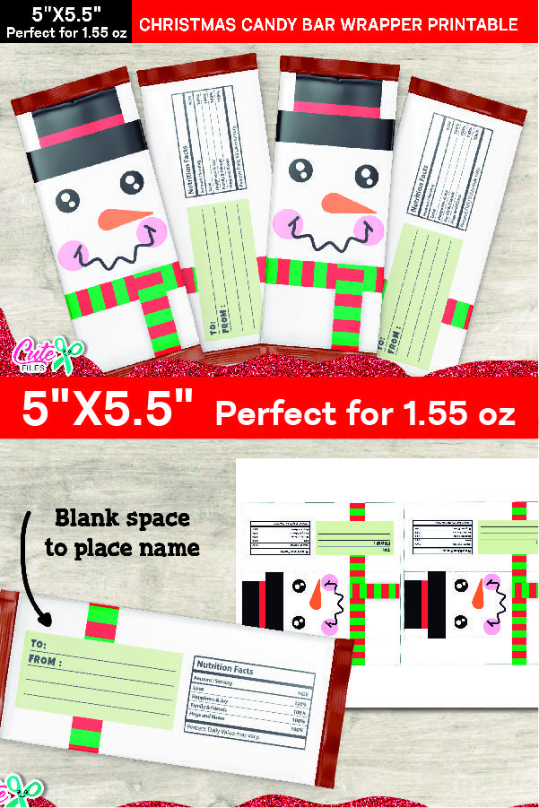 Snowman christmas candy wrapper Printable for (1040788)