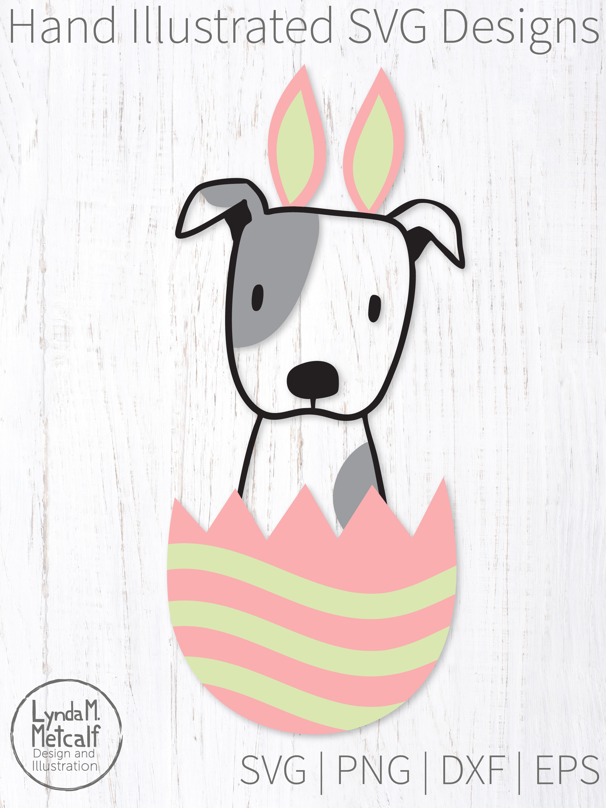 Puppy in Easter Egg Svg. Dog with Bunny Ears Png. Pit Bull