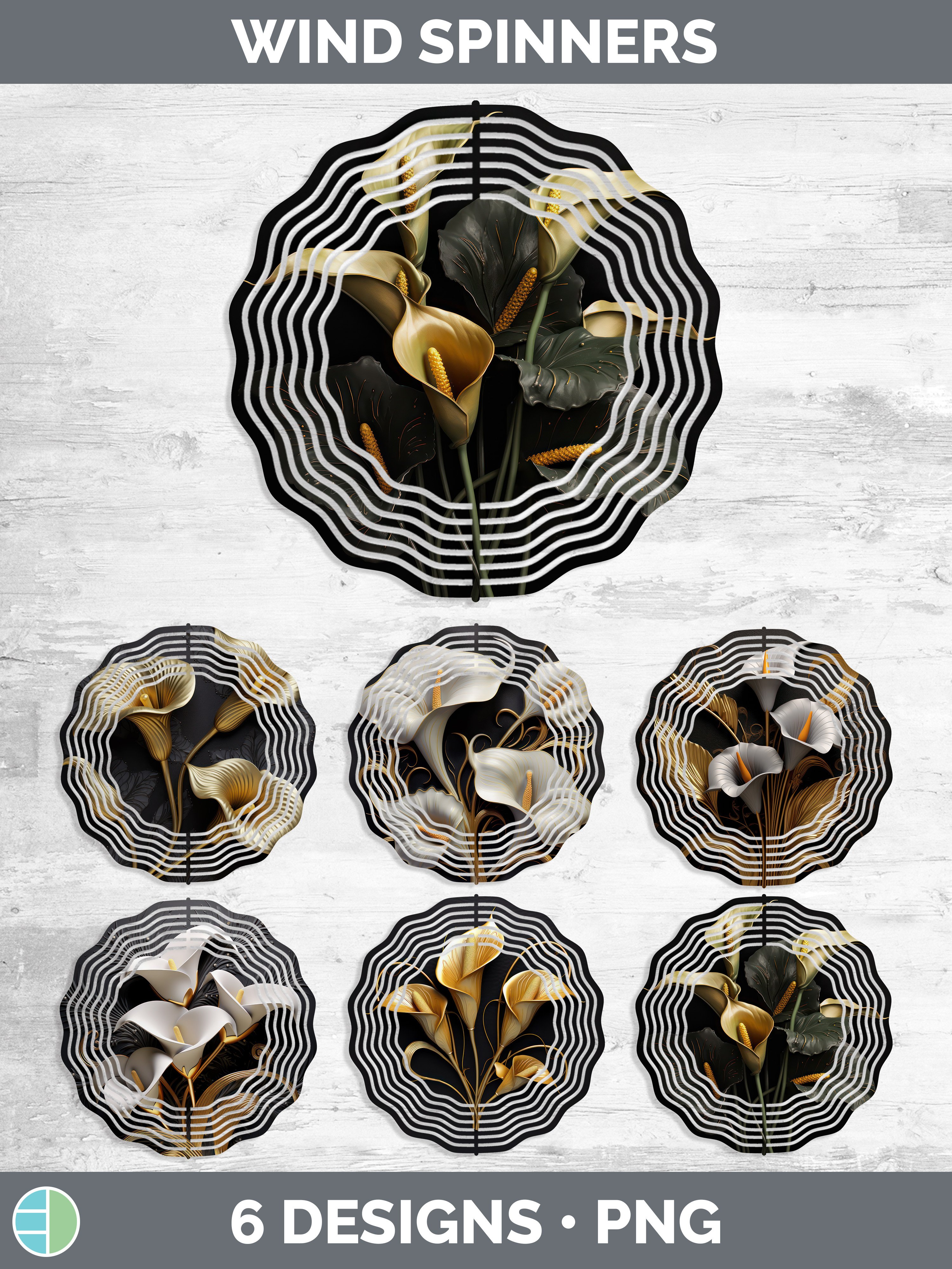 3D Calla Lily Flowers Wind Spinner | Sublimation Spinner Des