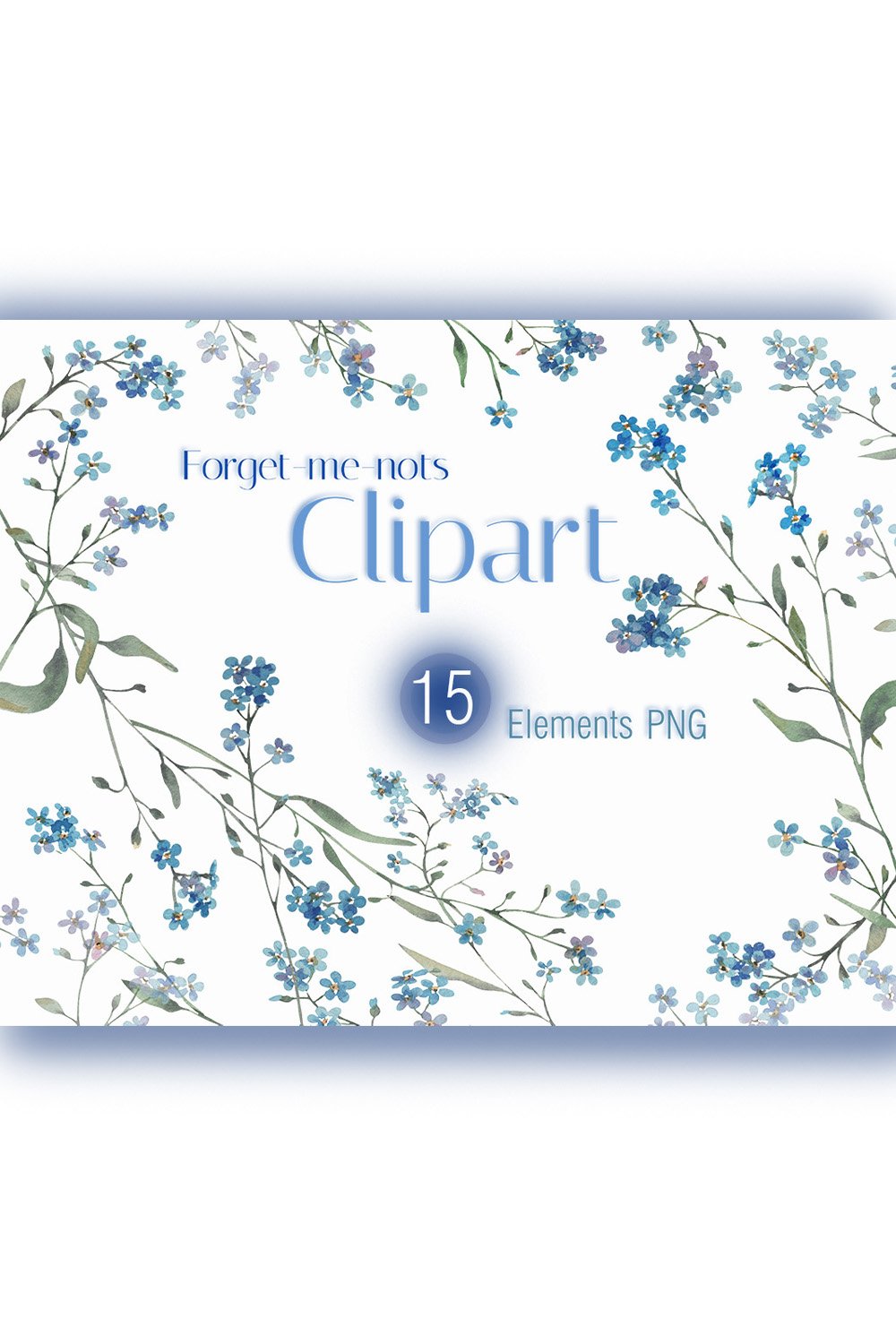 Minimalist Watercolor Forget-Me-Not Clipart Set - 15 PNG