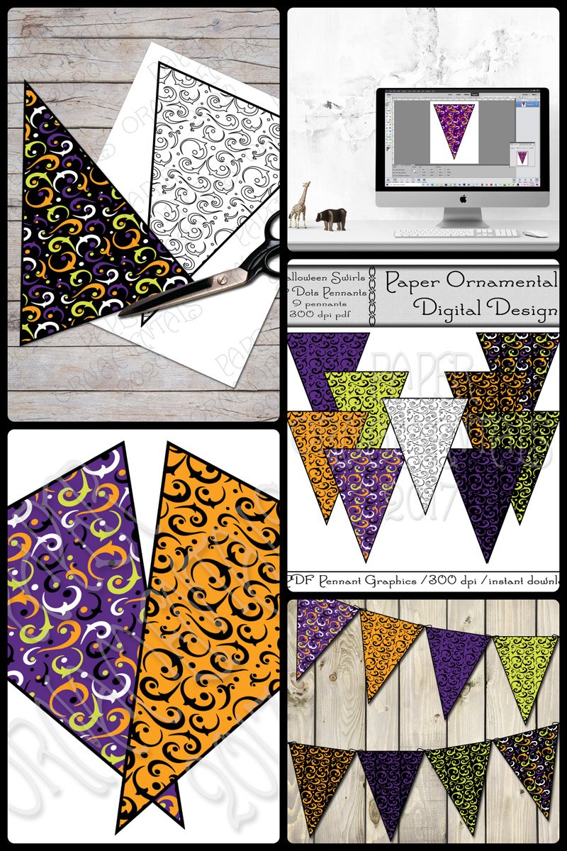 Halloween Pennant Banner, Swirls And Dots (836477) | Bunting | Design ...