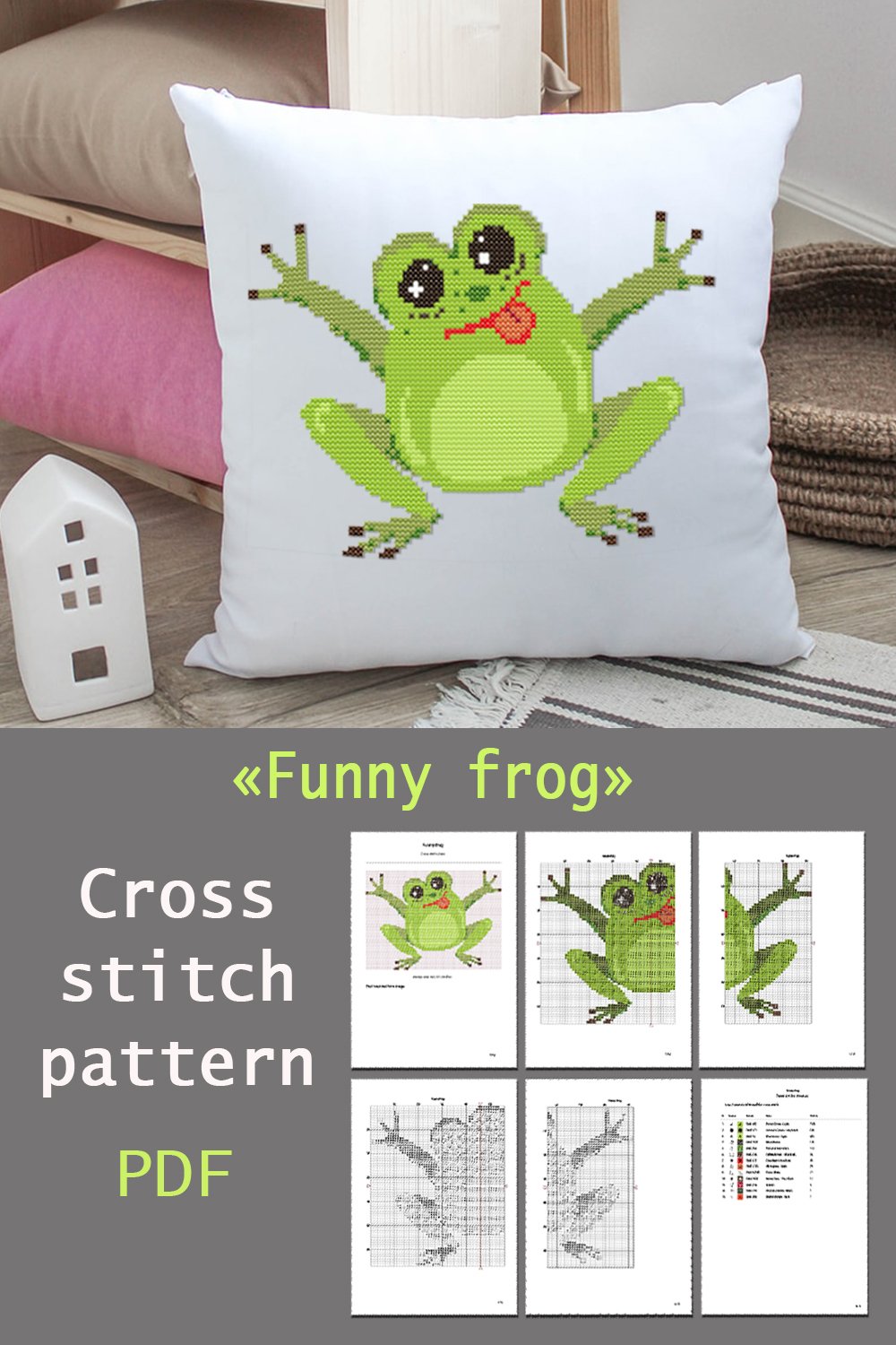 Cross stitch pattern "Cheerful frog"
