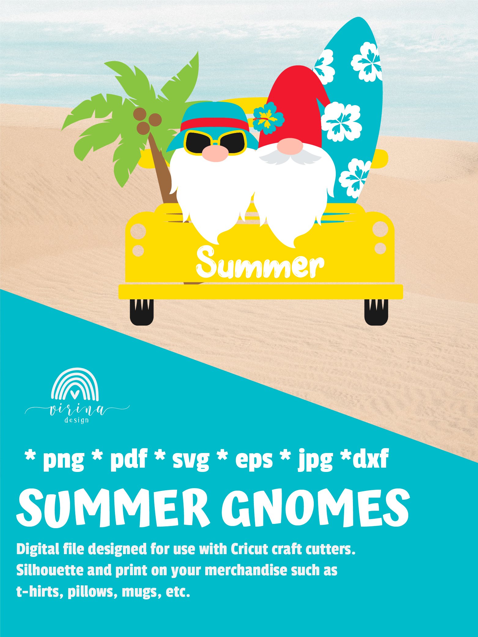 Summer Gnomes SVG Bundle for Cutting Machines