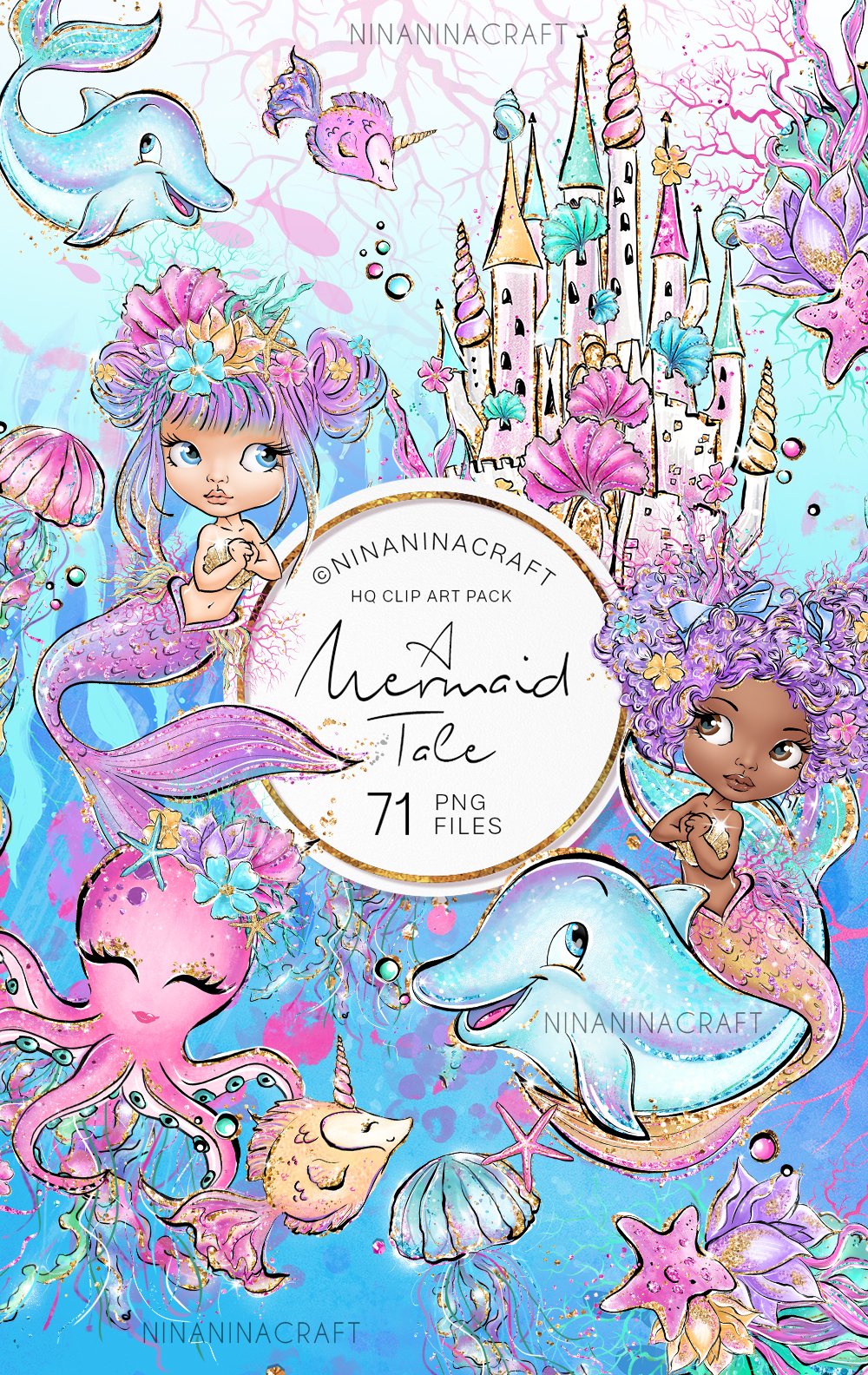 Cute Mermaids Clip art, PNG Clipart, Colorful Sublimation