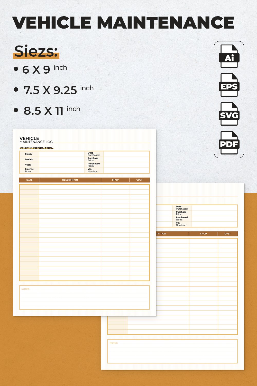 Vehicle Maintenance | Planner Template