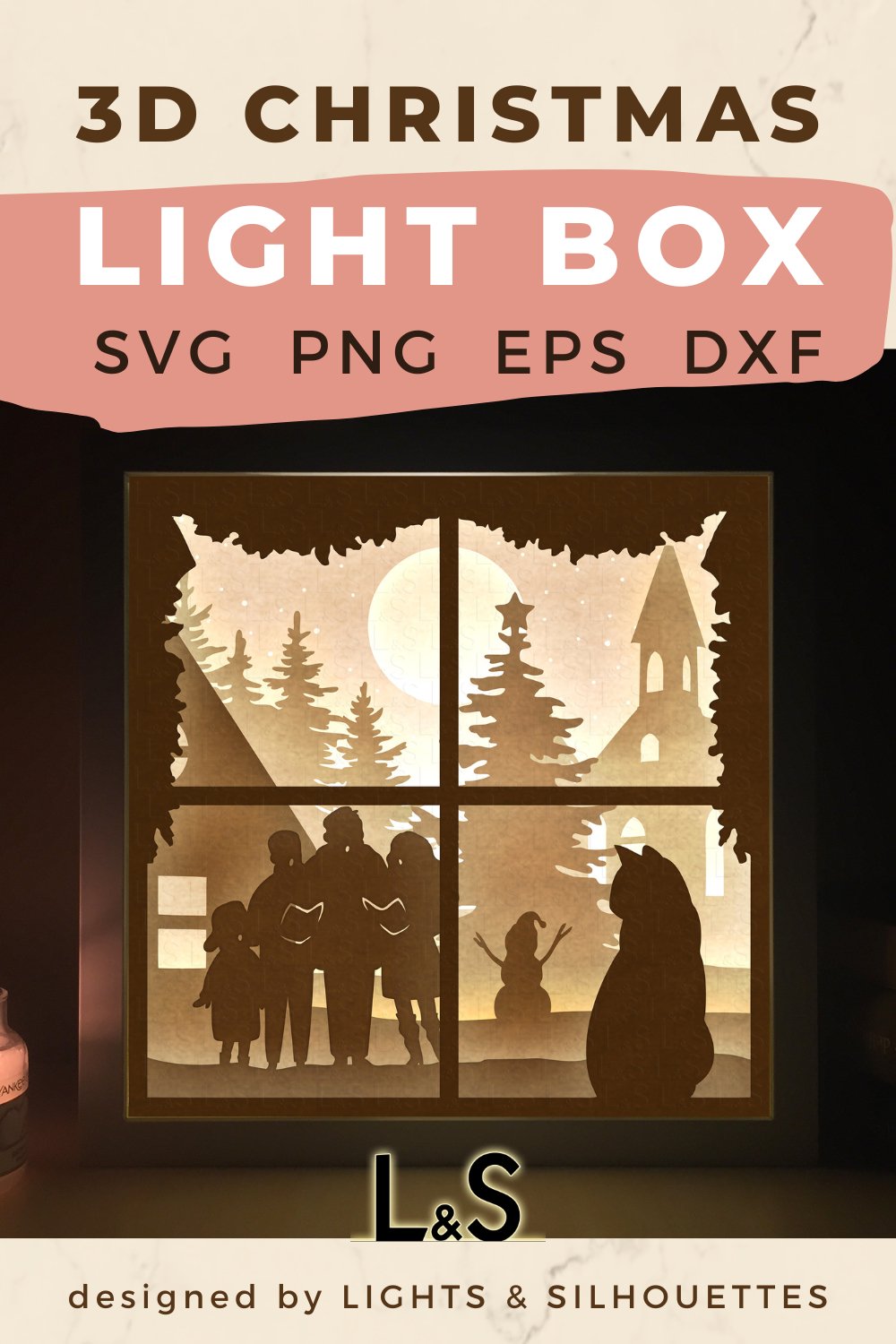 Layered Christmas Shadow Box | Christmas Light Box Template