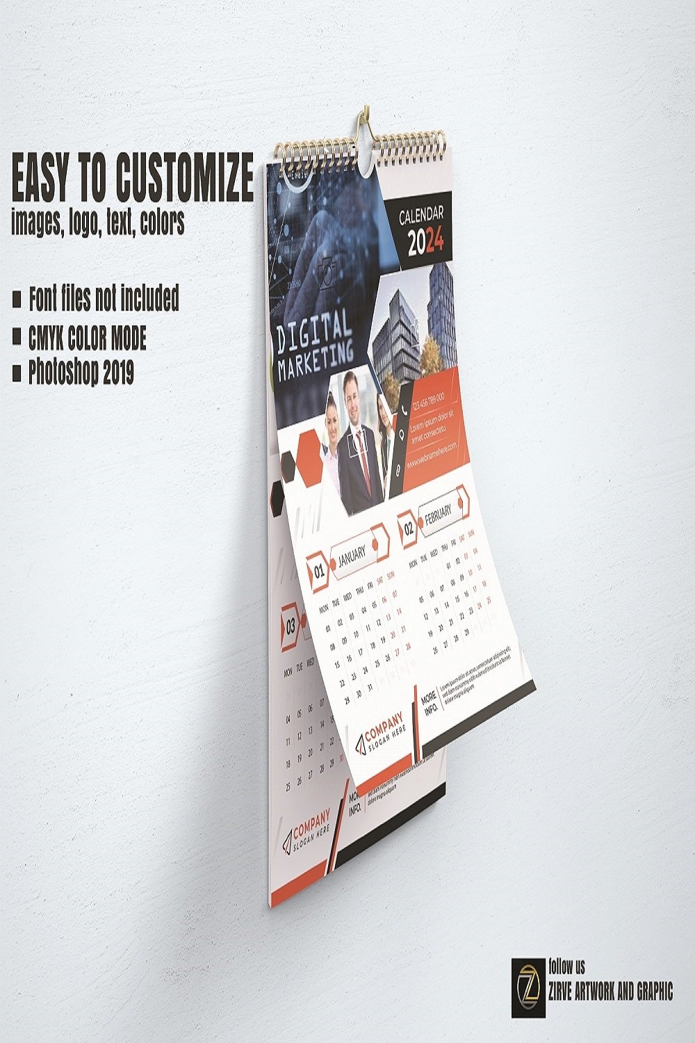 2024 Wall Calendar Design Template