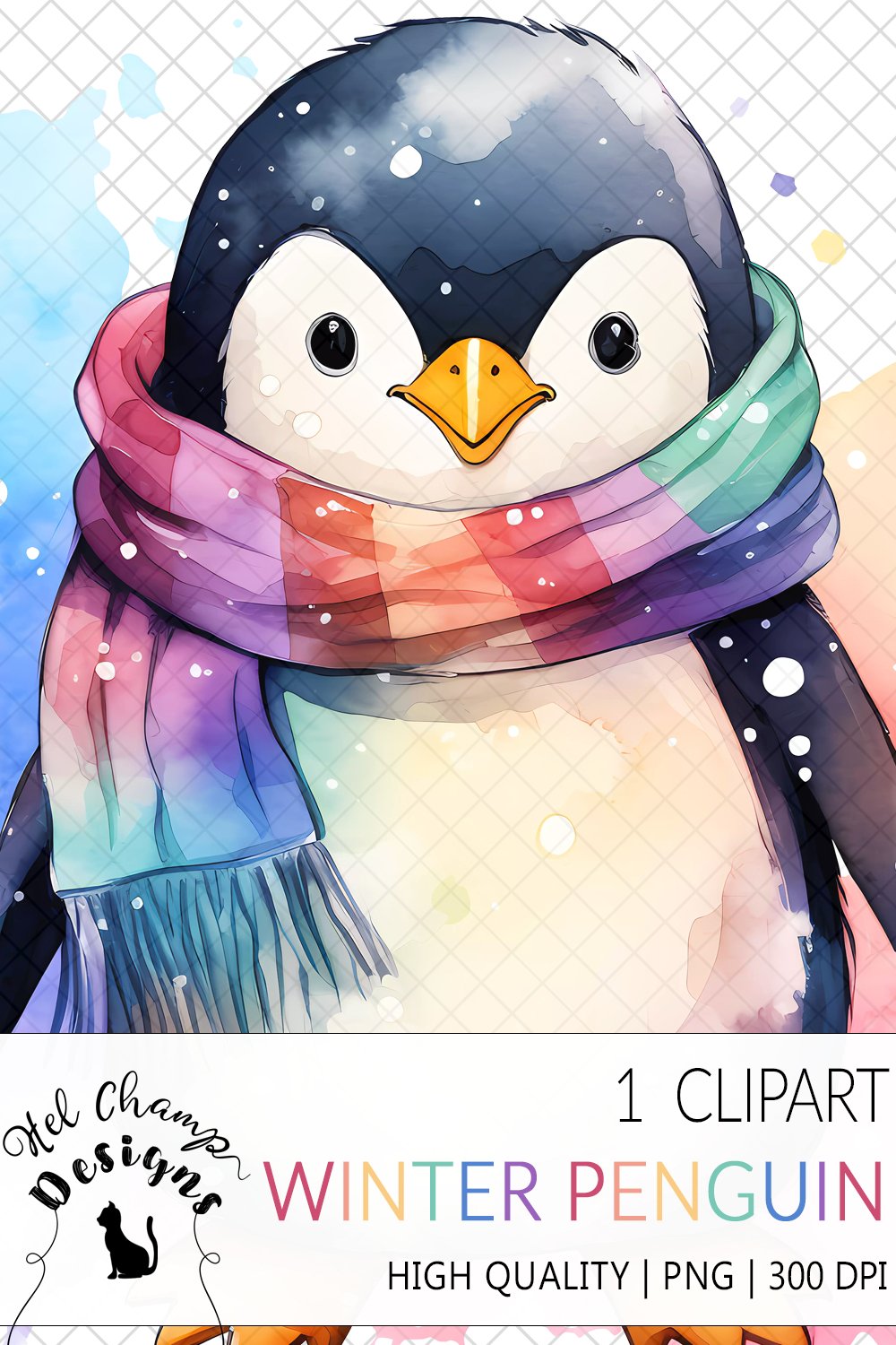 Winter penguin rainbow transparent clipart