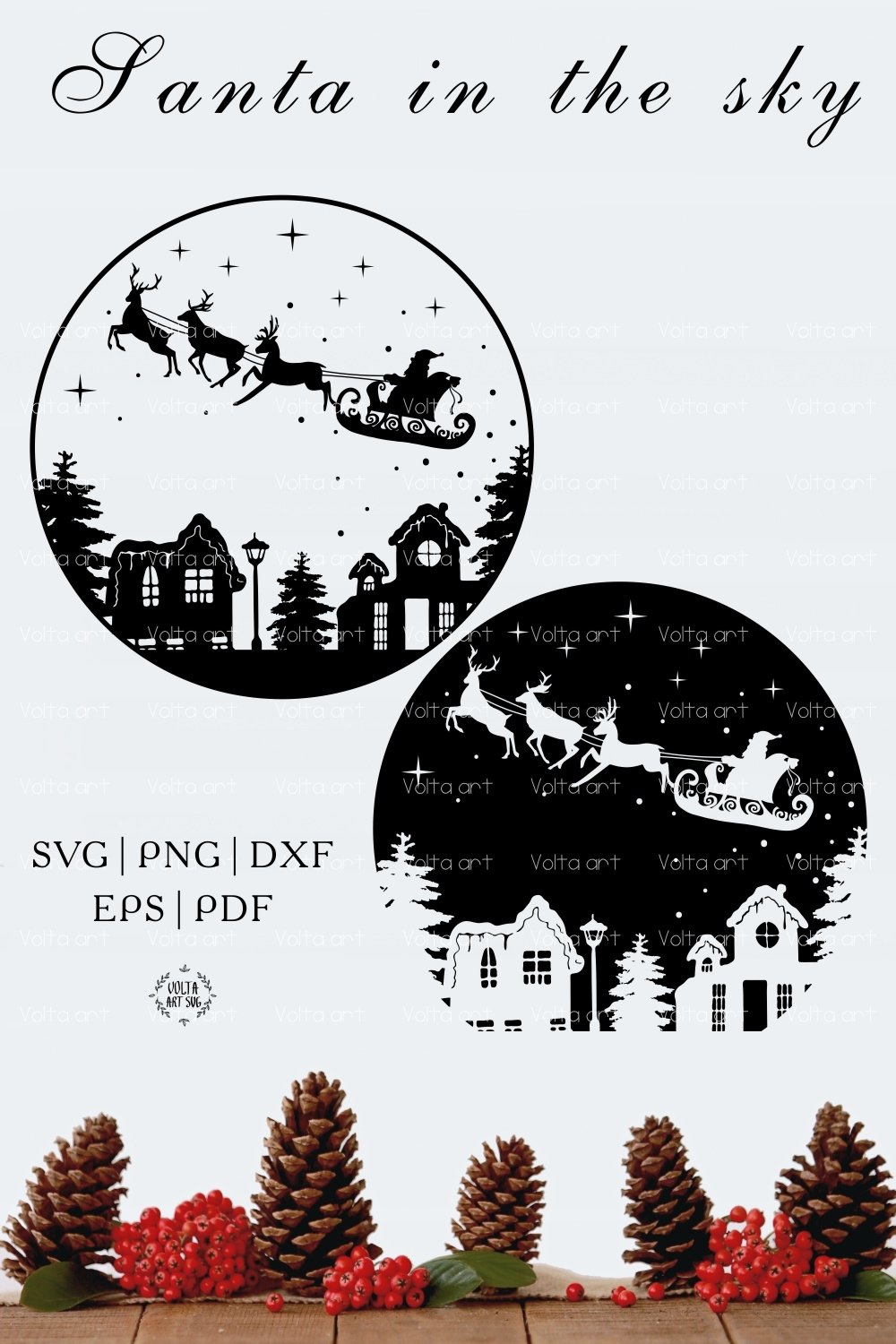 Flying Santa svg, Christmas town svg, Christmas (1639100)