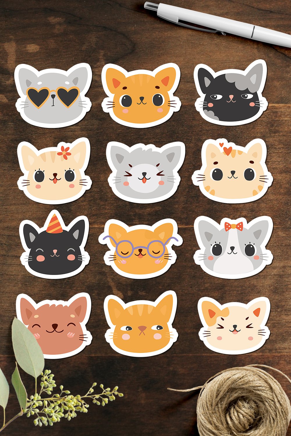 Cat face stickers
