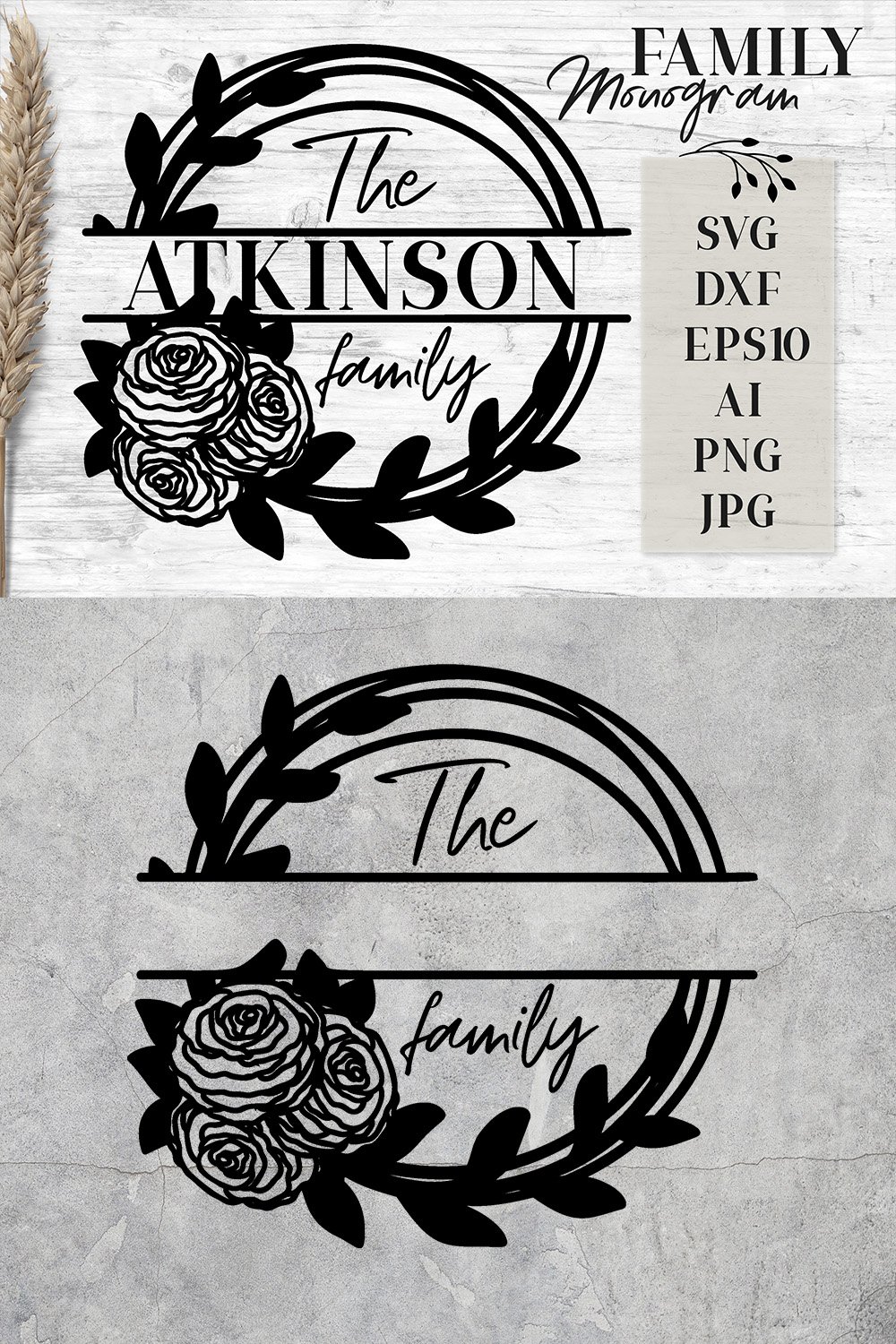 Family Name Monogram Round Sign SVG | Split (1822751)