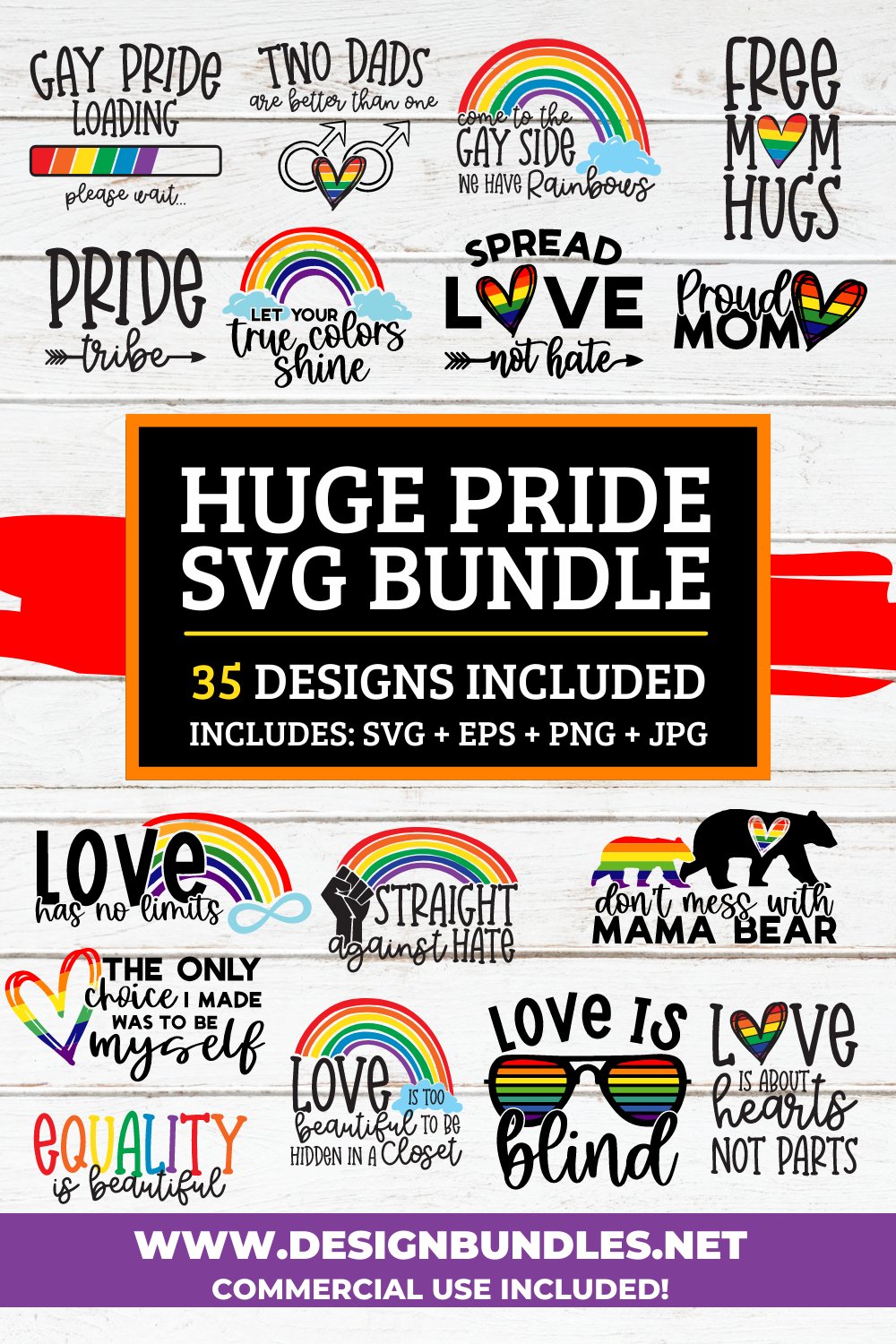 Huge LGBTQ+ Gay Pride SVG bundle of 35 Designs