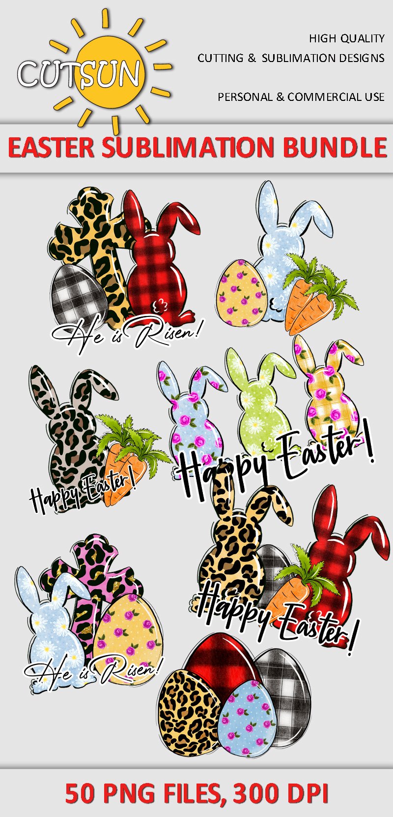 Easter Sublimation Bundle | 50 PNG files