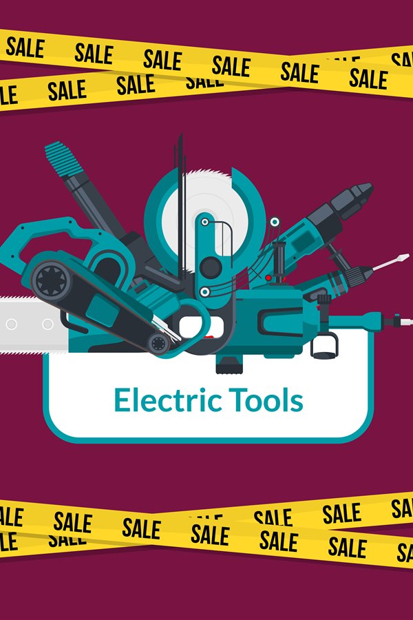Vector electric construction tools sale background