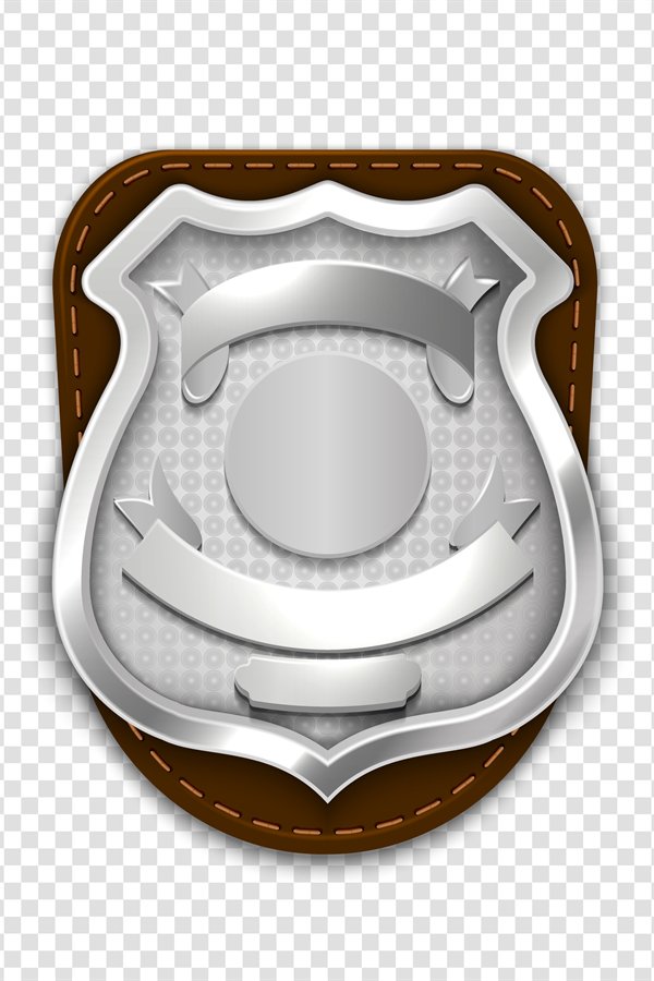 Realistic police badges. Security silver gold bronze badges
