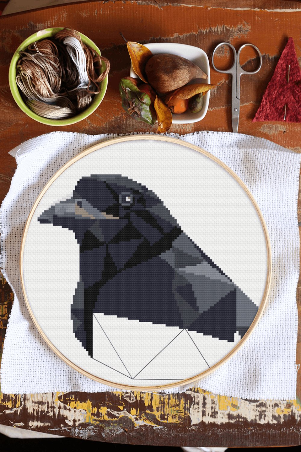 Raven Crow Cross stitch pattern Modern xstitch Birds Animals