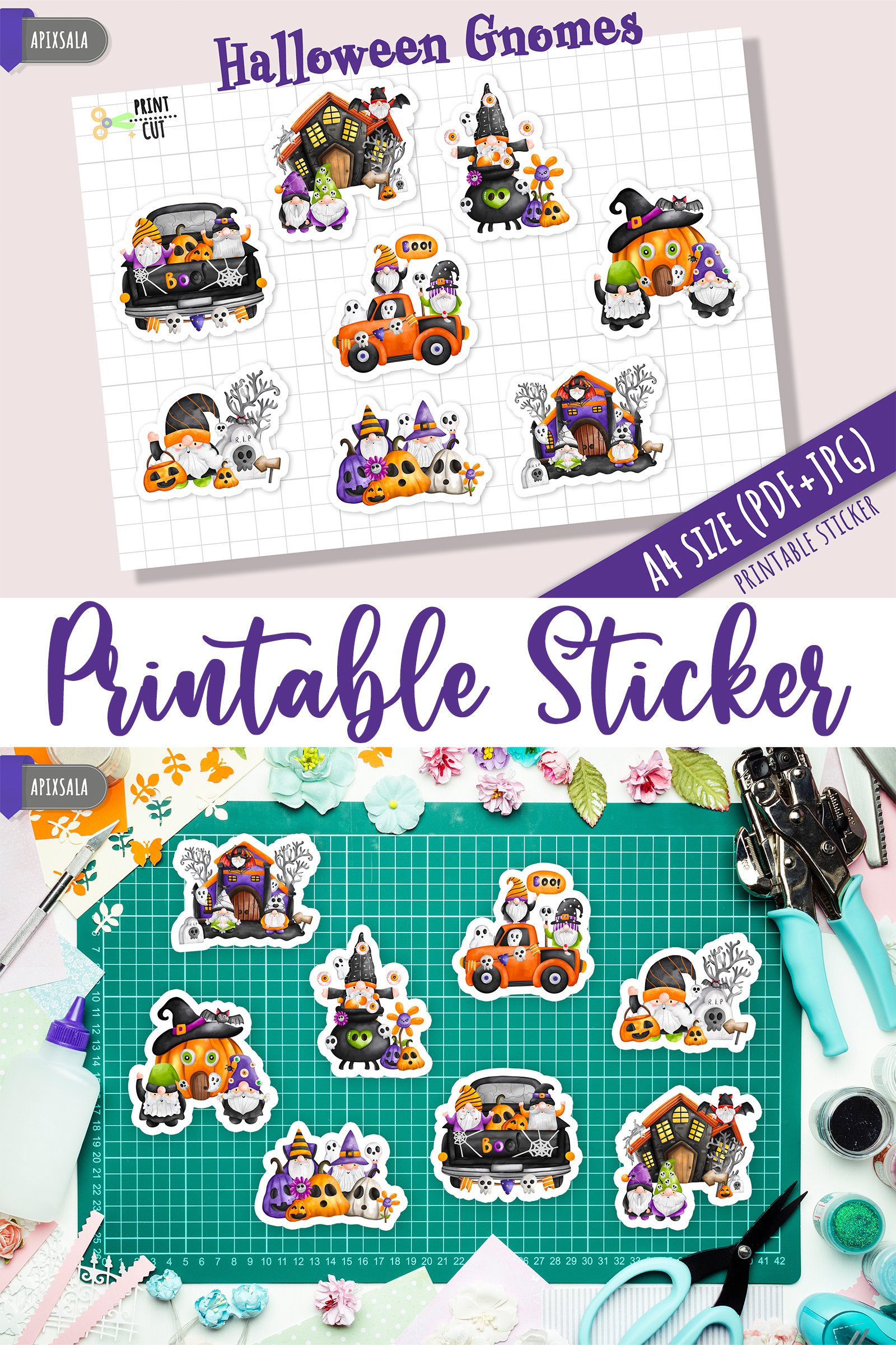 Cute Halloween Gnome Printable Sticker Collection (2147464)