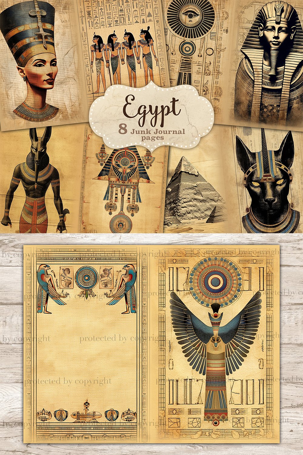 Egypt Junk Journal Pages | Printable Scrapbook Paper Set