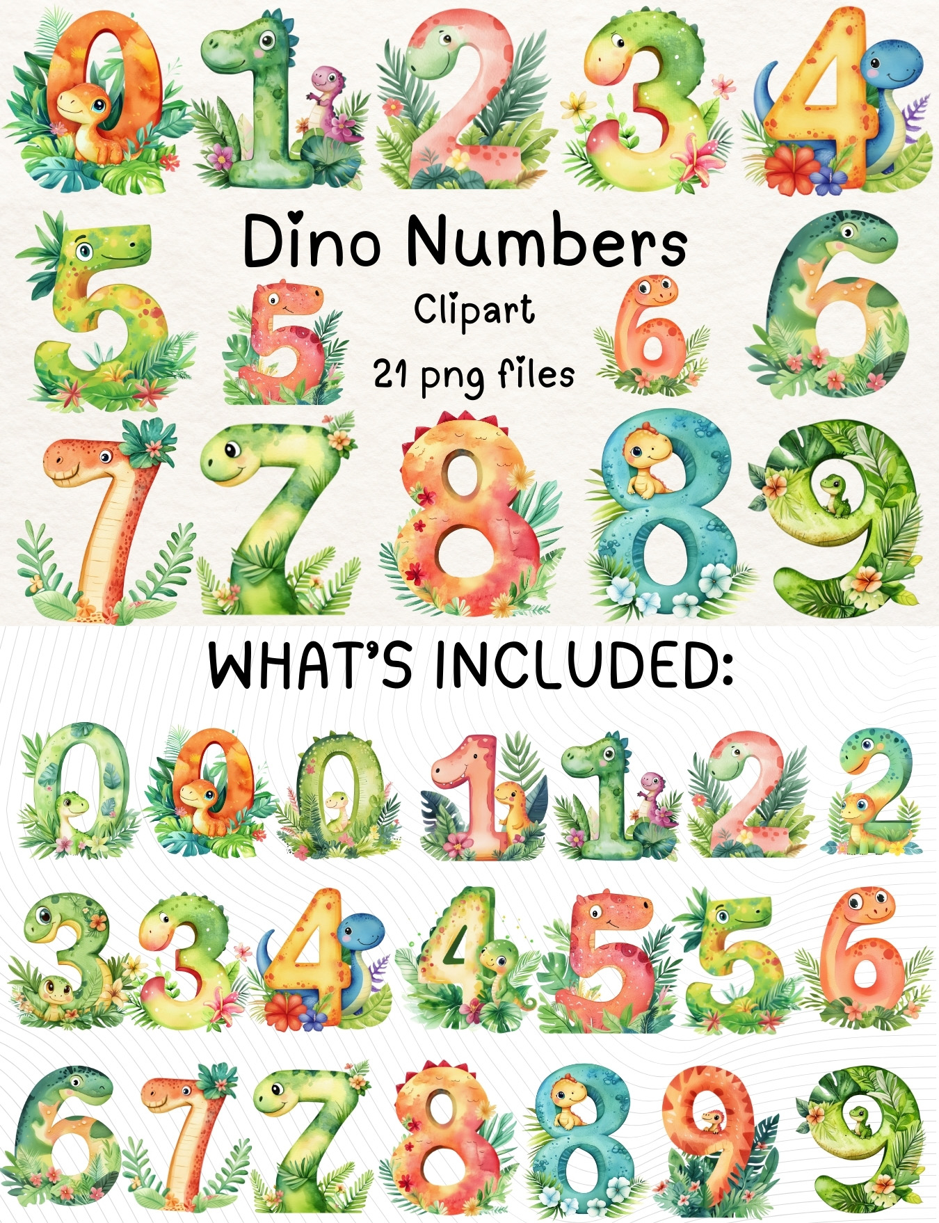 Dino Numbers Clipart Bundle