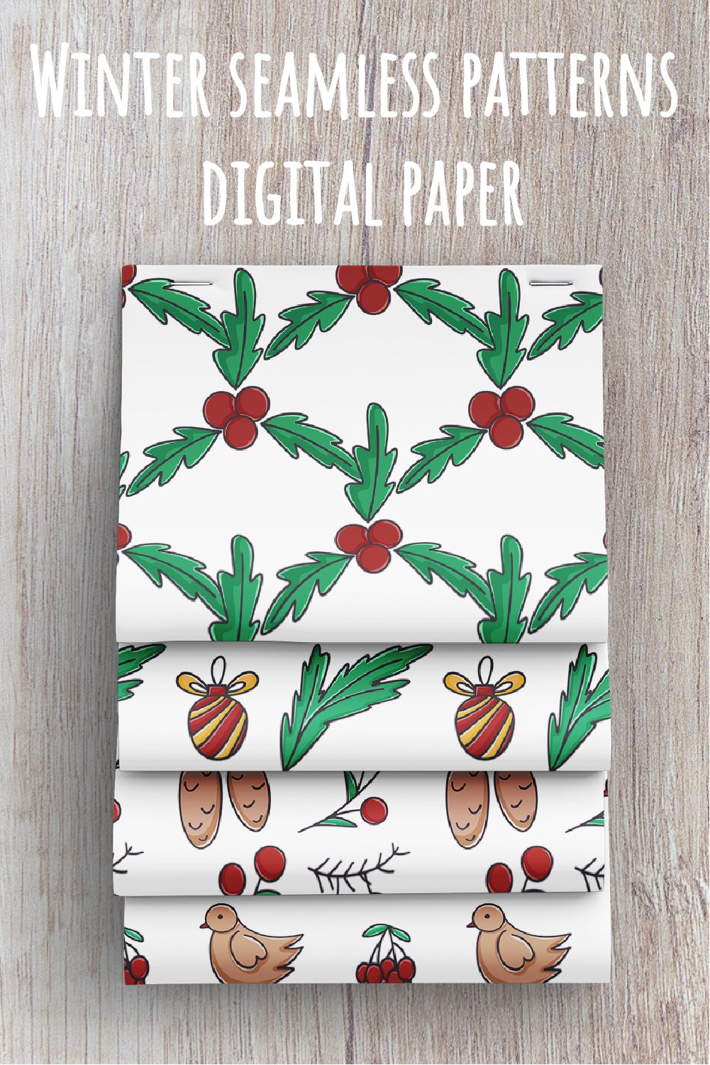 Winter seamless patterns digital paper