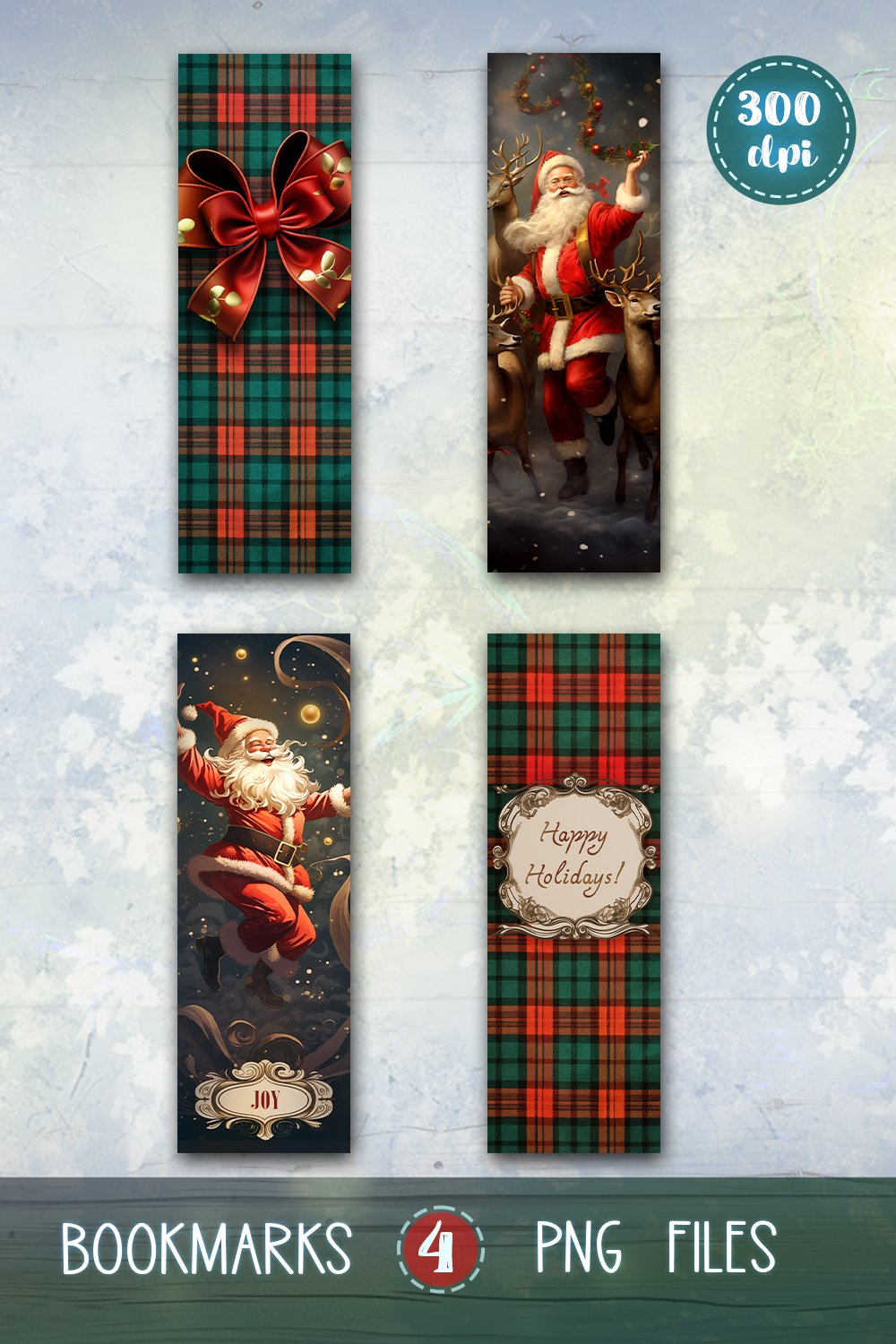 Bookmarks design. Dancing Santa - Happy Holidays!